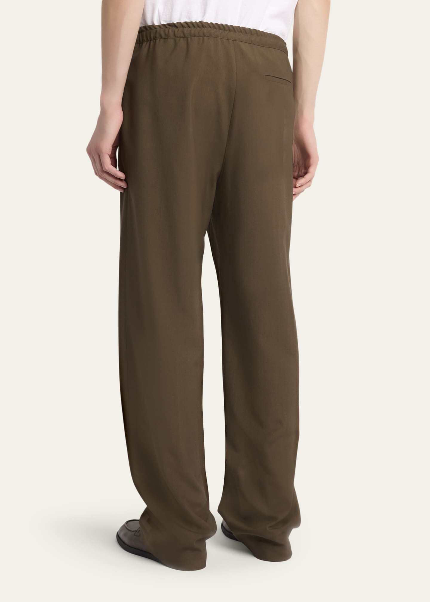 THE ROW Men's Ari Wool Wide-Leg Drawstring Pants - Bergdorf Goodman