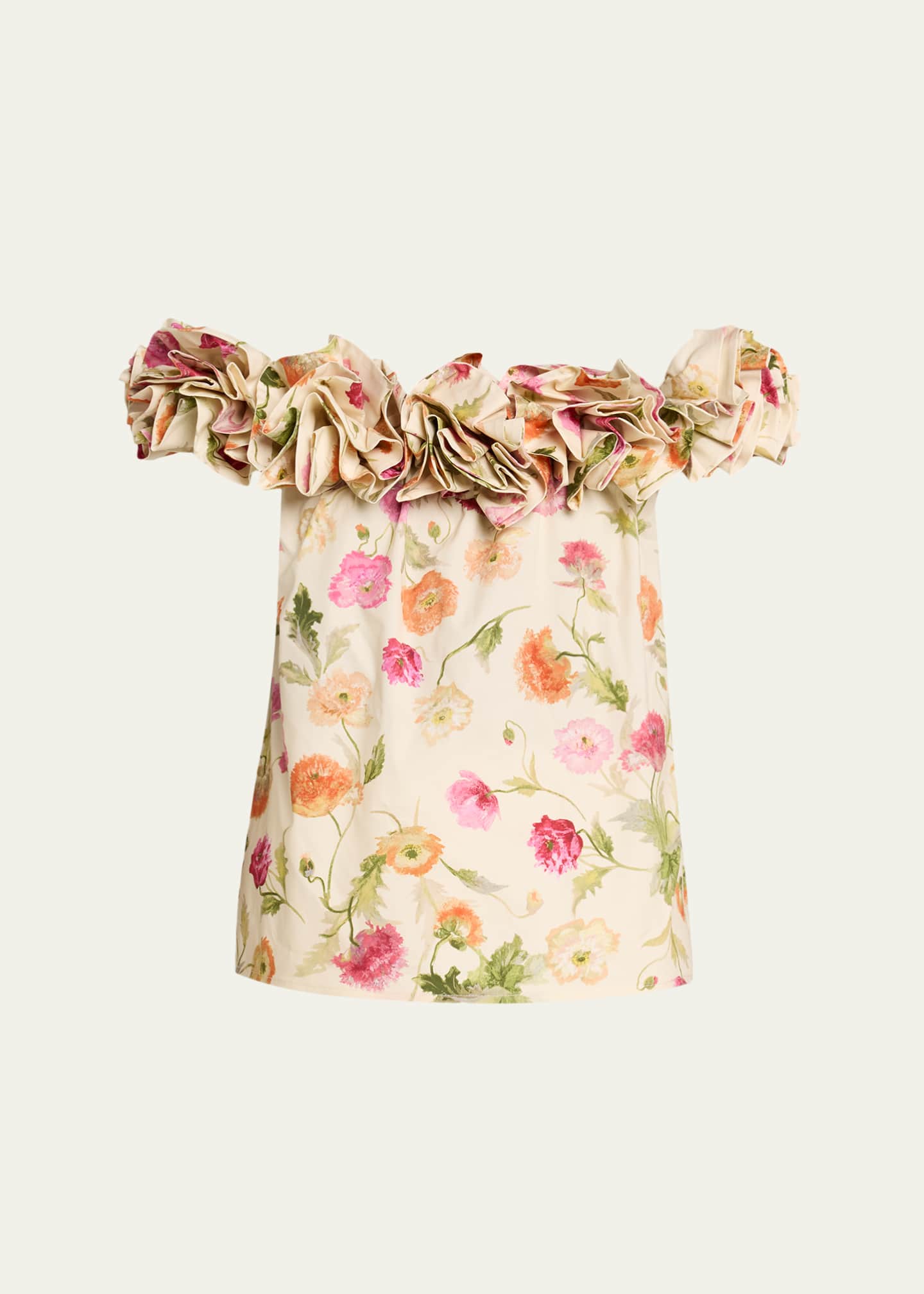 Carolina Herrera Rose Off-The-Shoulder Floral Cotton Top - Bergdorf Goodman