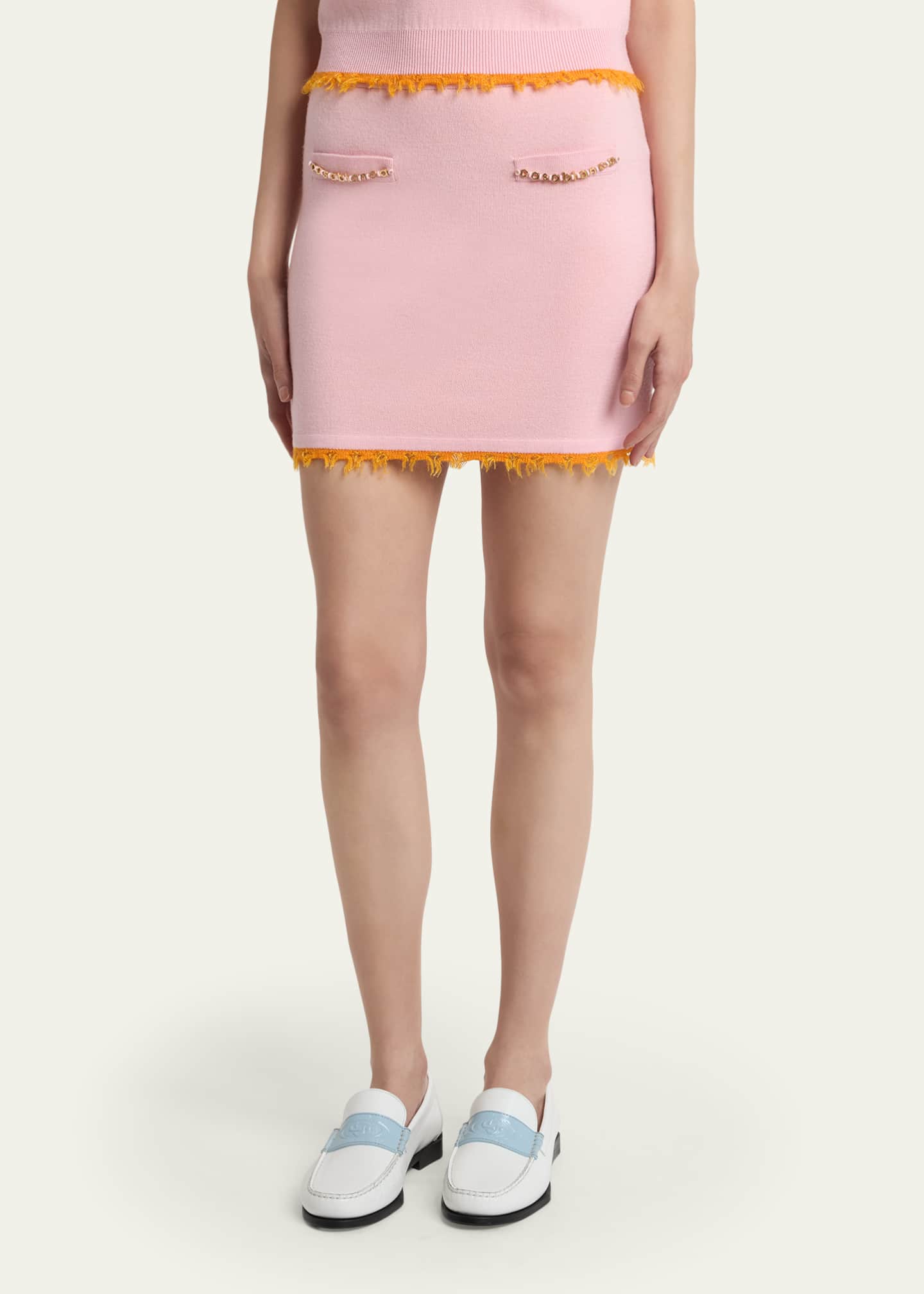 CASABLANCA Frayed Double-Faced Wool Mini Skirt - Bergdorf Goodman