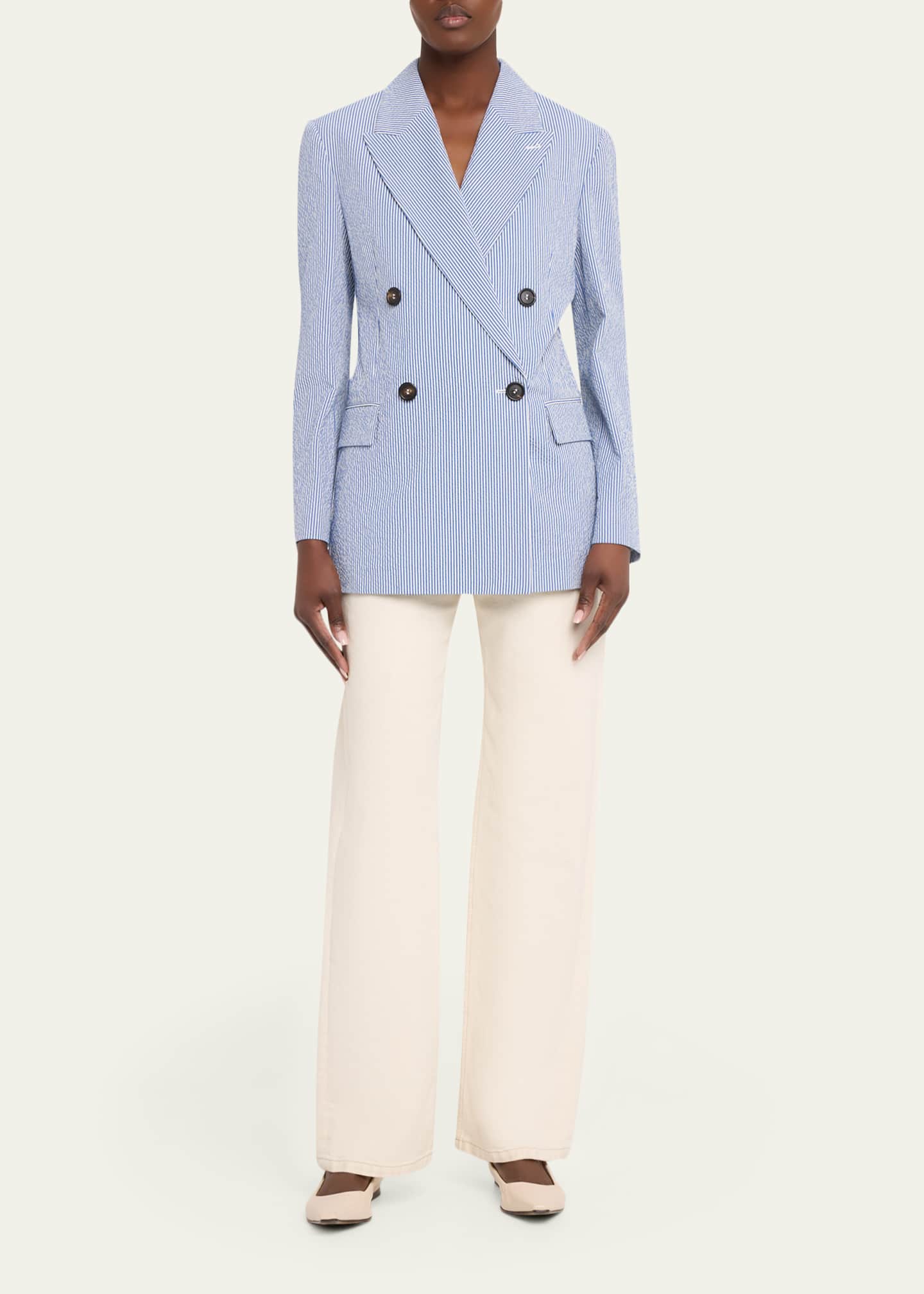 Brunello Cucinelli Seersucker Double-Breasted Jacket - Bergdorf Goodman