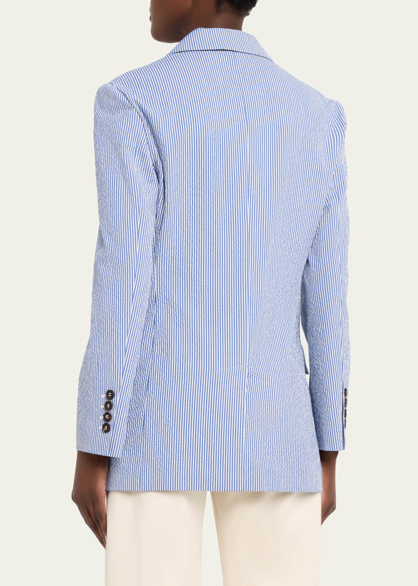 Brunello Cucinelli Seersucker Double-Breasted Jacket - Bergdorf Goodman