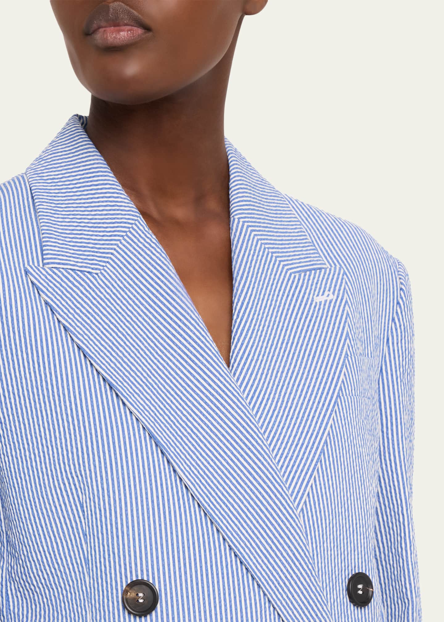 Brunello Cucinelli Seersucker Double-Breasted Jacket - Bergdorf Goodman