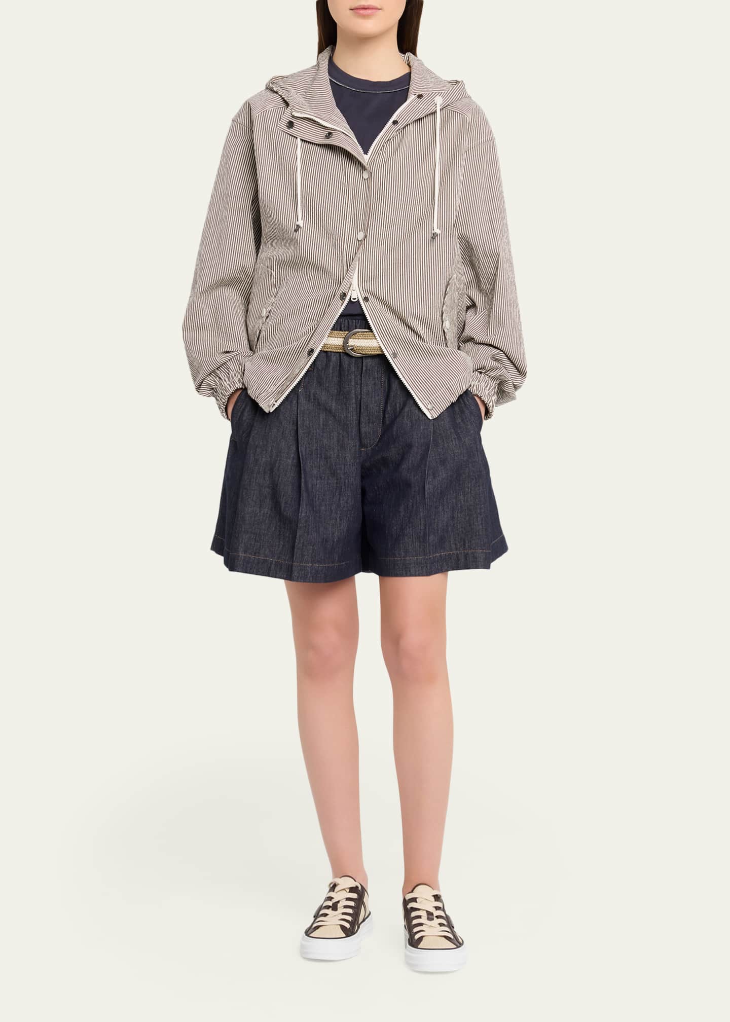 Brunello Cucinelli Cotton Seersucker Hooded Jacket - Bergdorf Goodman