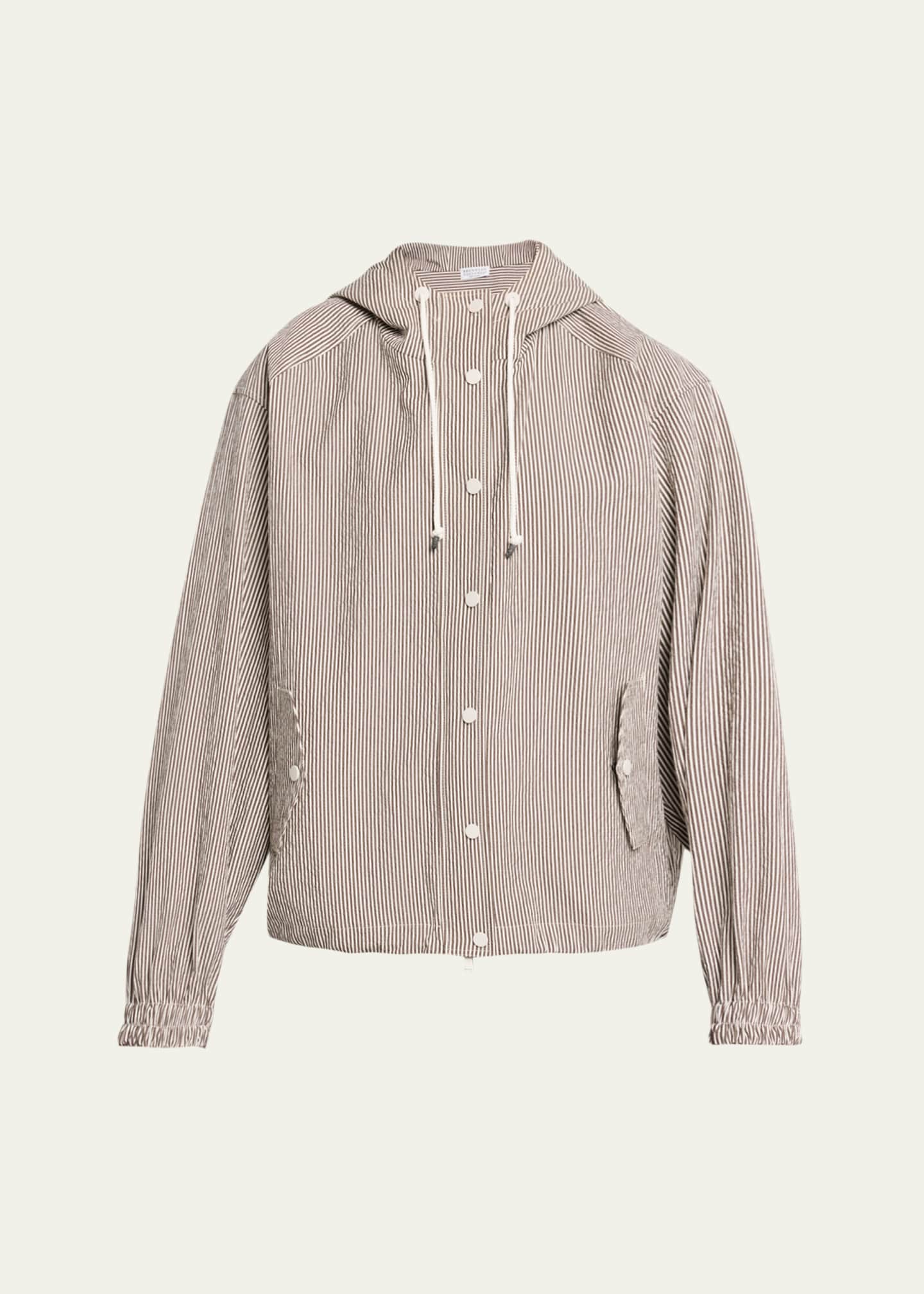 Brunello Cucinelli Cotton Seersucker Hooded Jacket - Bergdorf Goodman