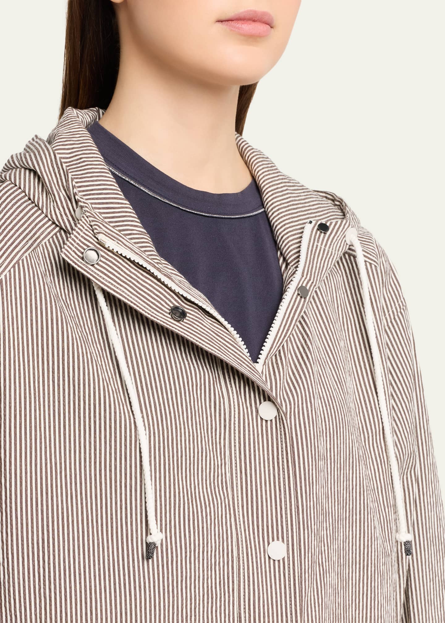 Brunello Cucinelli Cotton Seersucker Hooded Jacket - Bergdorf Goodman