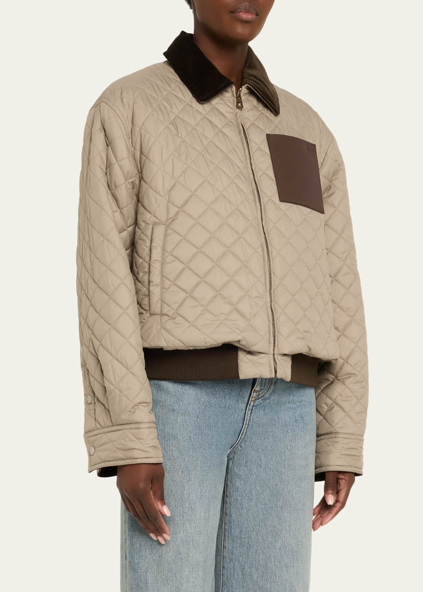 Loewe Corduroy-Collar Quilted Barn Jacket - Bergdorf Goodman