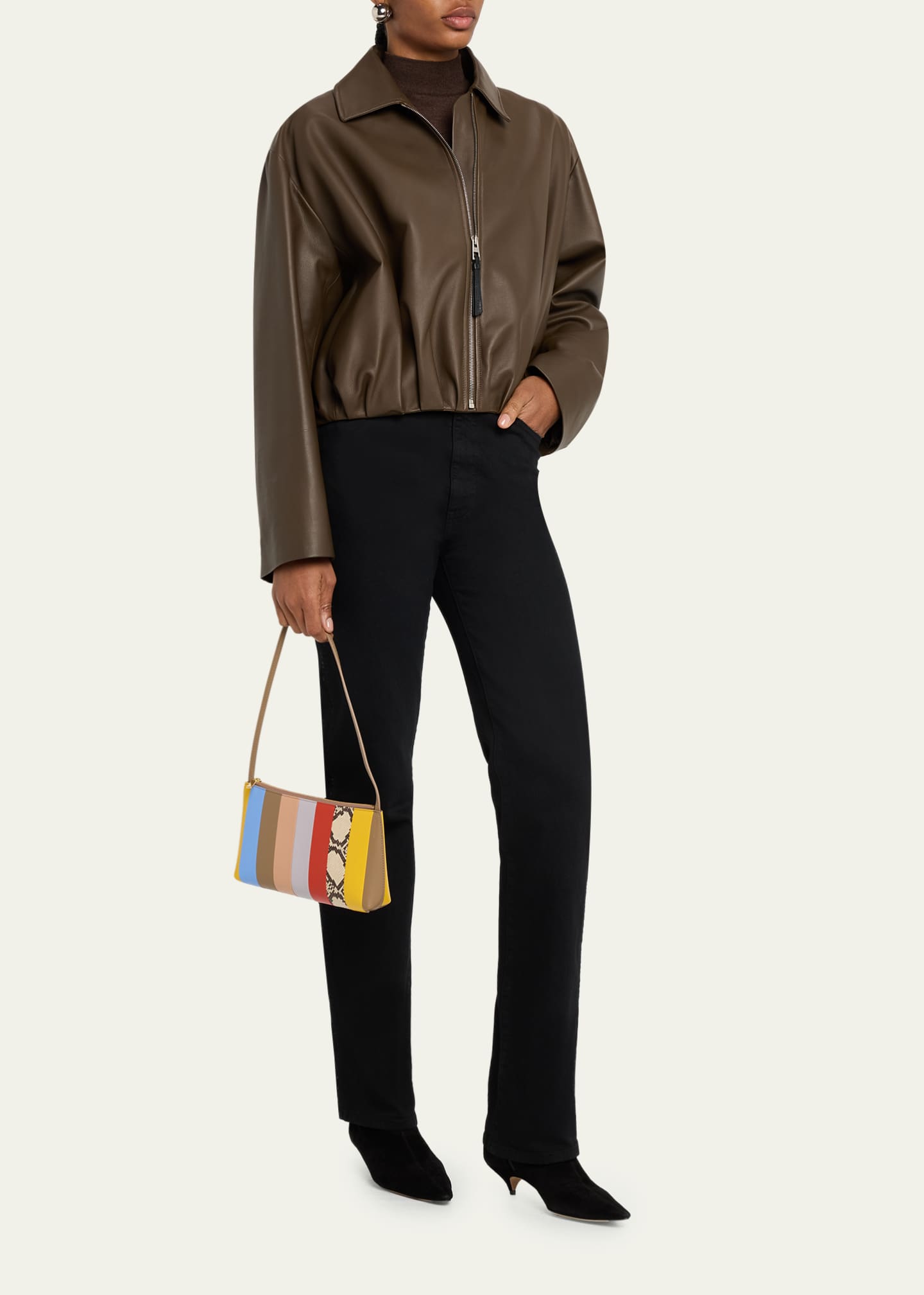 Mansur Gavriel Gaia Striped Leather Shoulder Bag - Bergdorf Goodman
