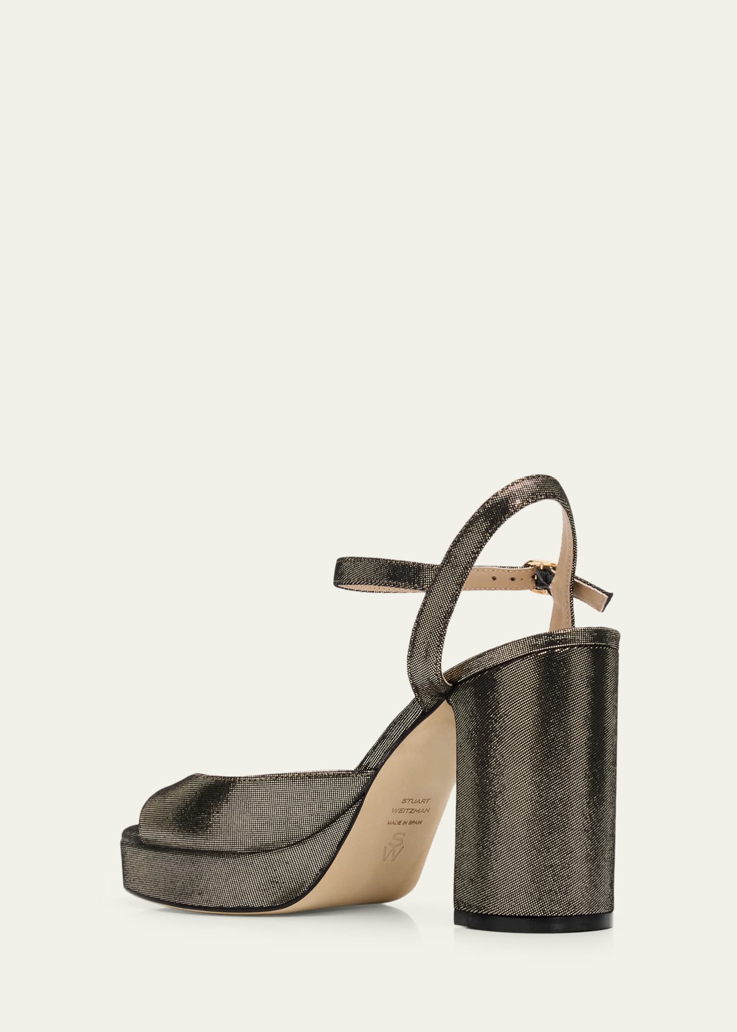 Stuart Weitzman Dayna II Leather Noir Ankle-Strap Platform Sandals ...