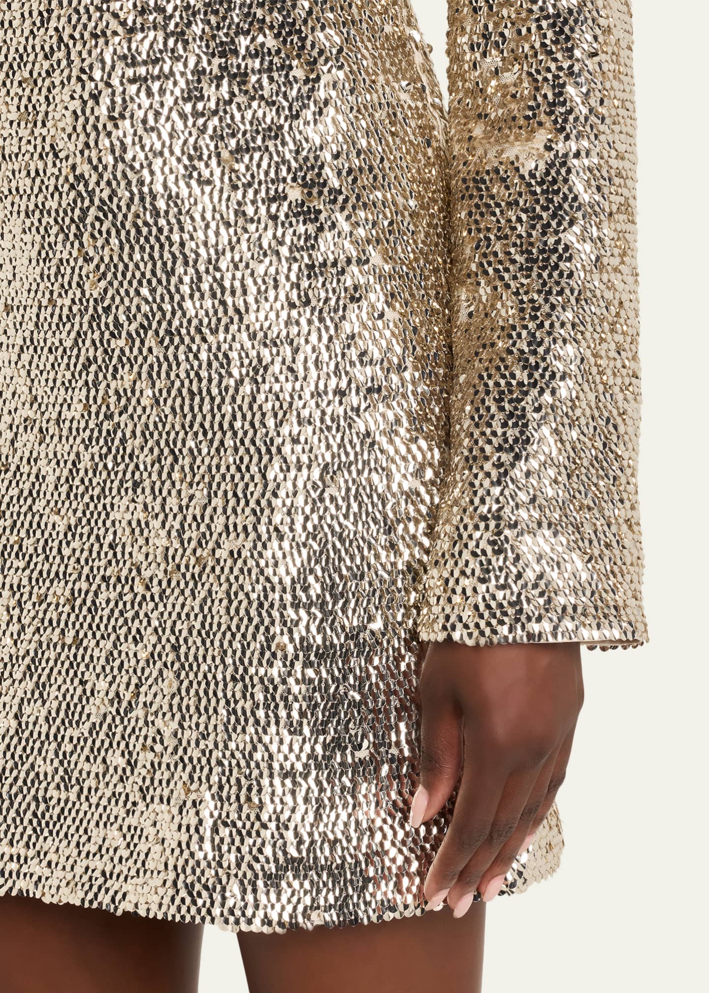 SIMKHAI Opal Sequined Long-Sleeve Mini Dress - Bergdorf Goodman