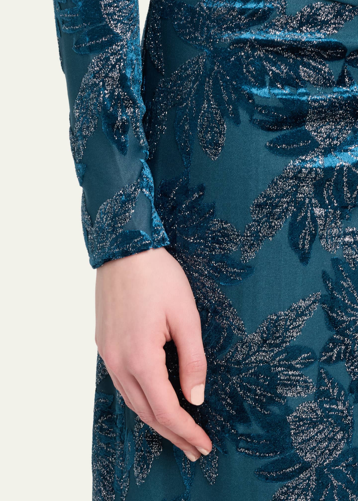 SIMKHAI Ferrera Long-Sleeve Floral Velvet Midi Dress - Bergdorf Goodman