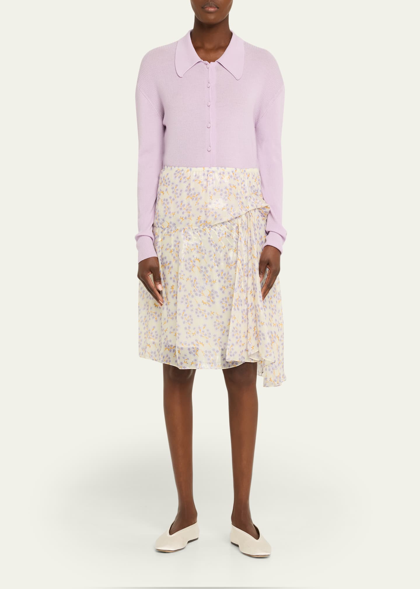 Plan C Floral-Print Metallic Silk Gathered Skirt - Bergdorf Goodman