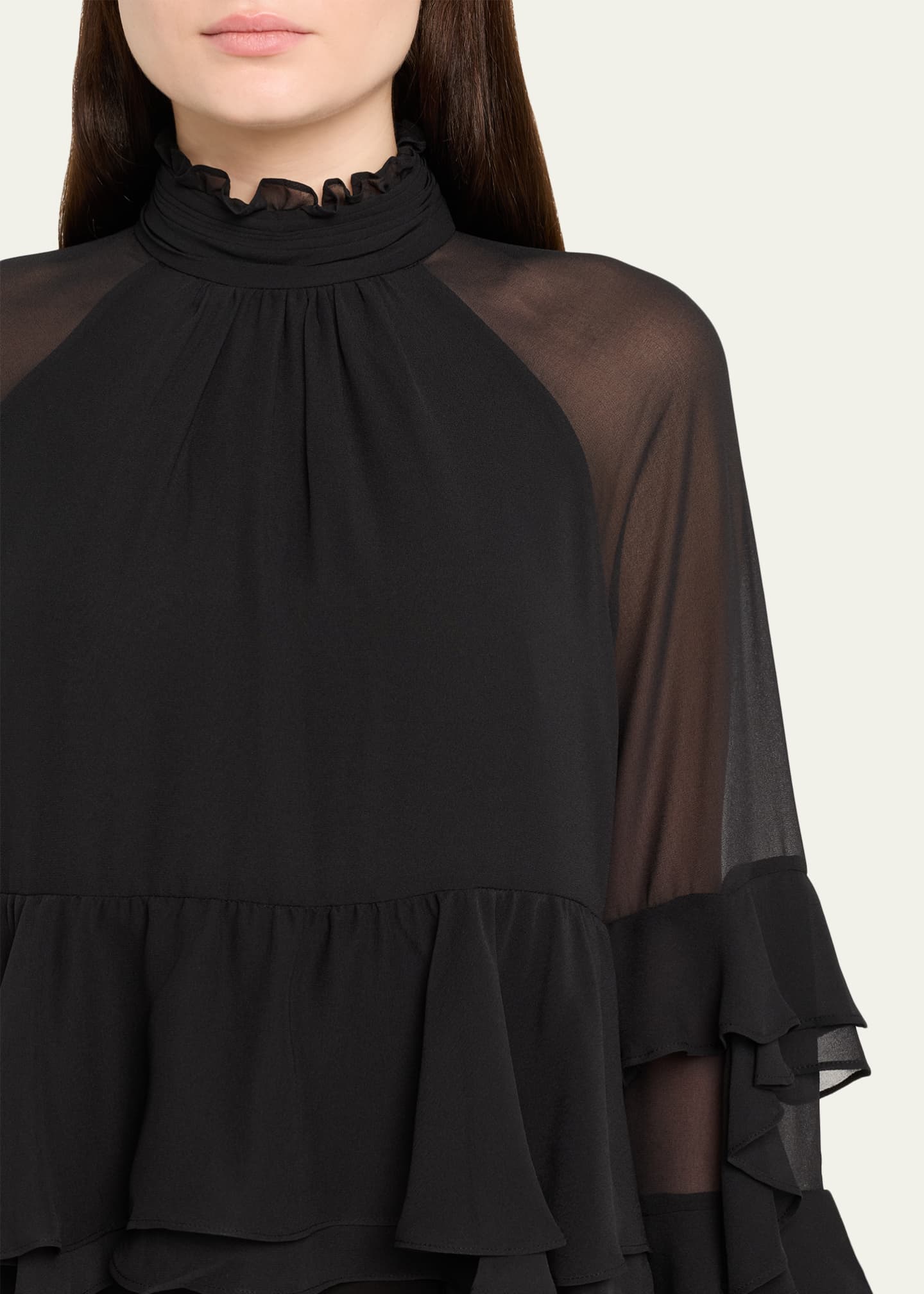 Cinq a Sept Skylah Ruffled High-Neck Blouse - Bergdorf Goodman
