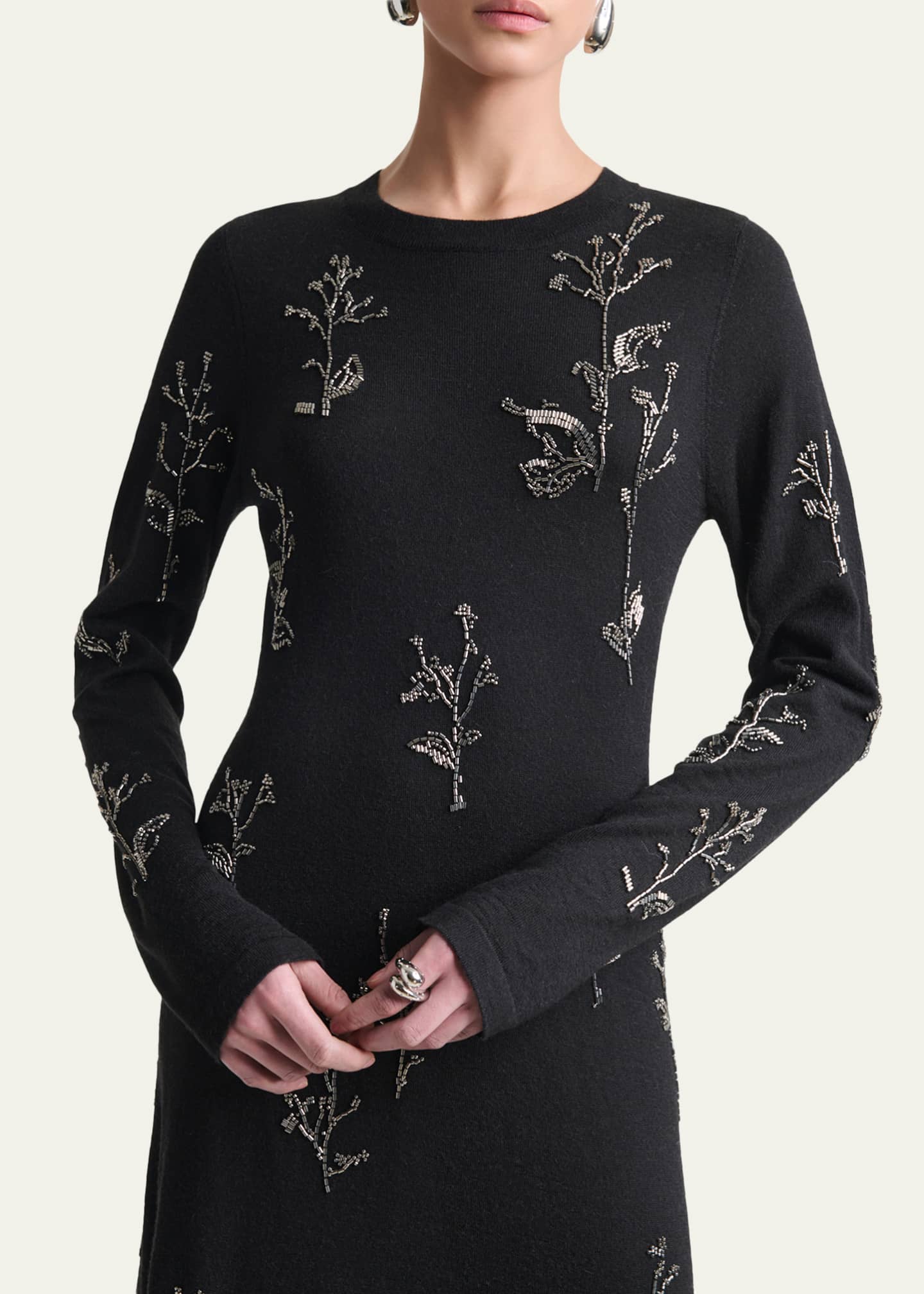 Altuzarra Bozka Beaded Long-Sleeve Dress - Bergdorf Goodman