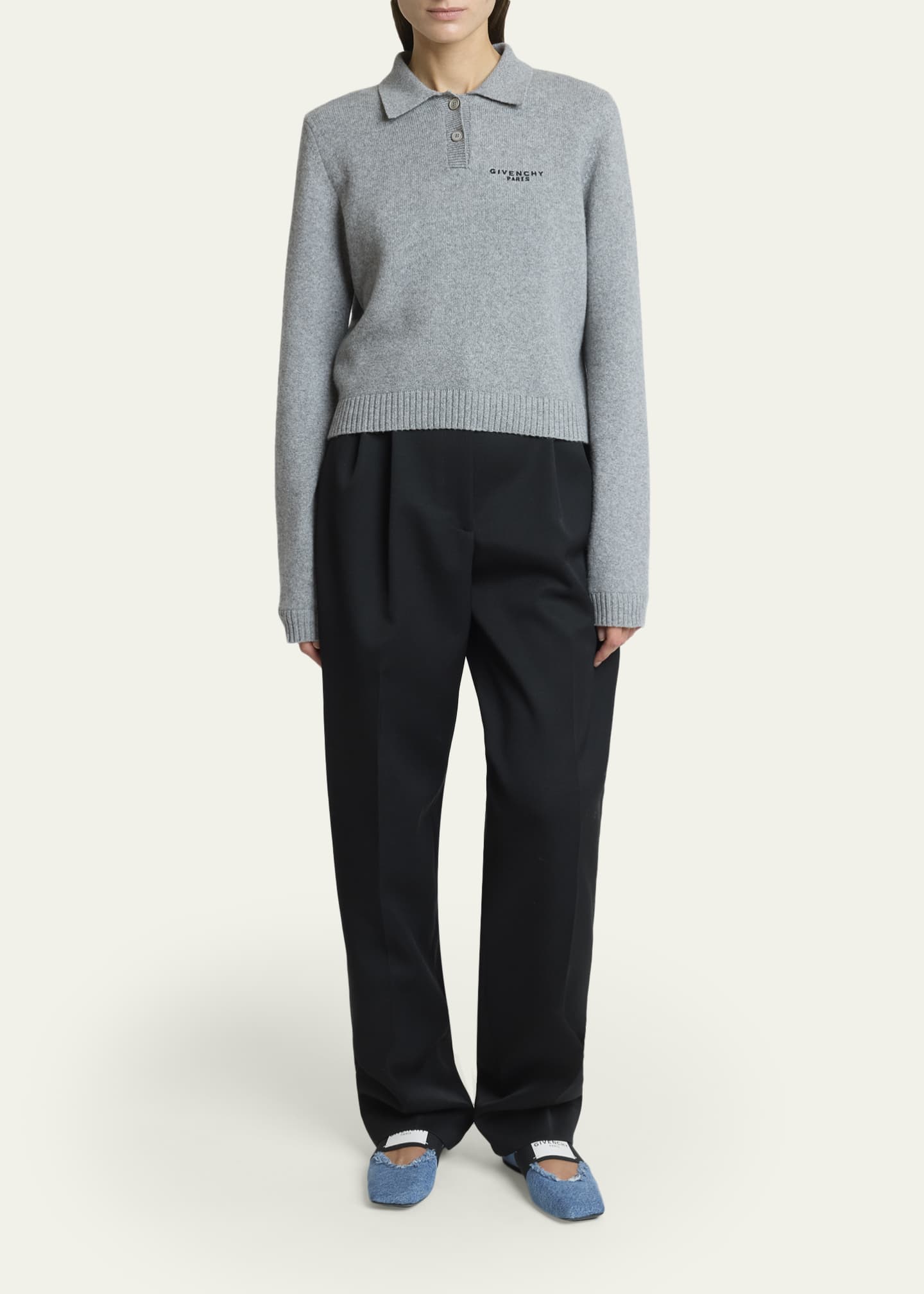 Givenchy Logo Embroidered Wool-Cashmere Polo Sweater - Bergdorf Goodman