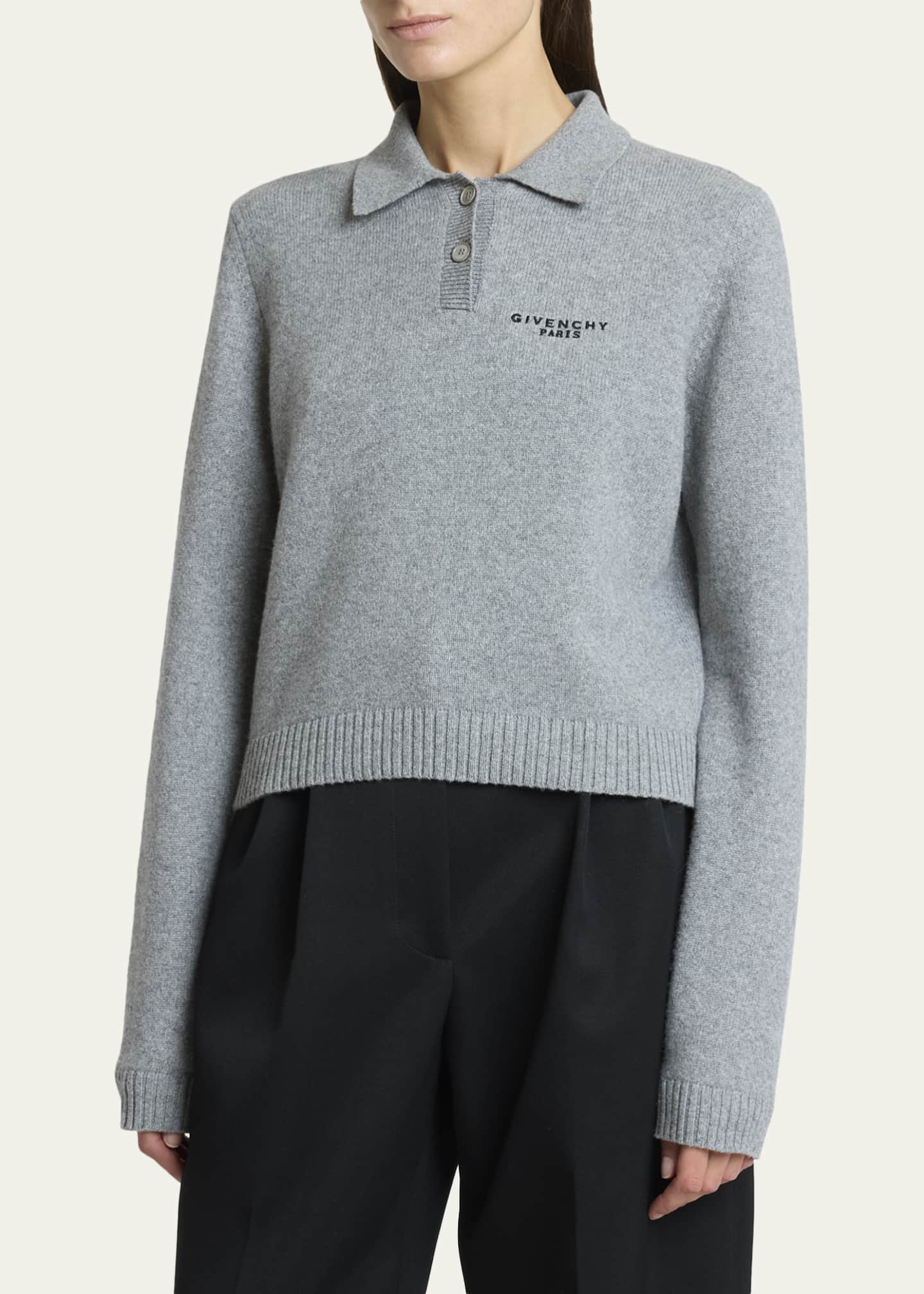 Givenchy Logo Embroidered Wool-Cashmere Polo Sweater - Bergdorf Goodman
