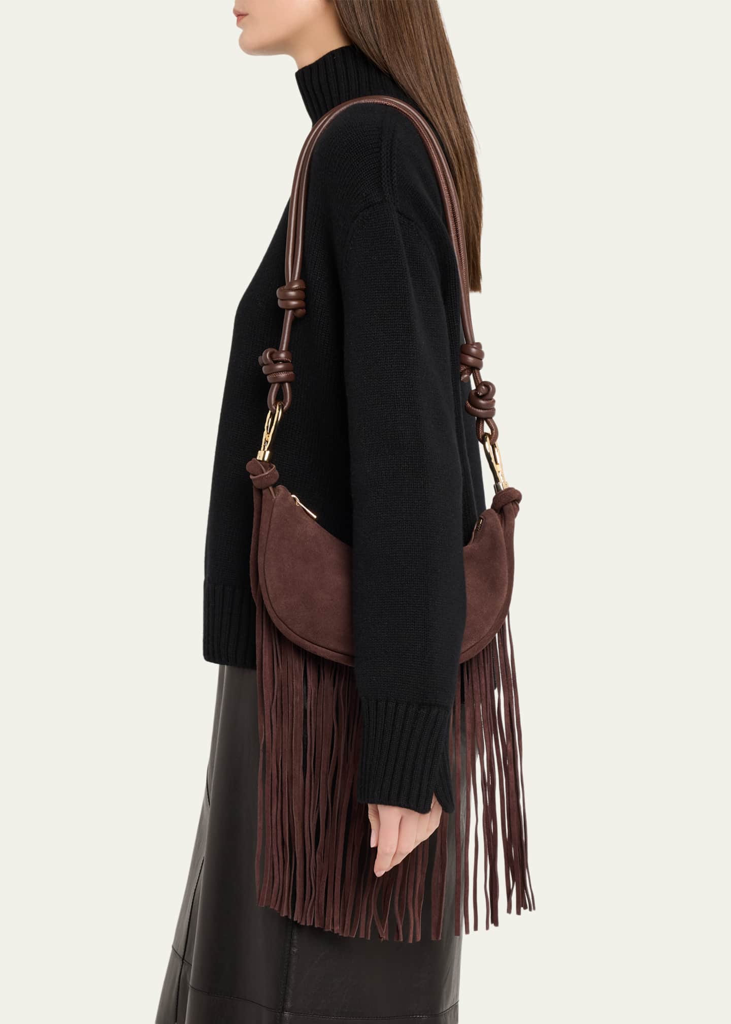 SIMKHAI Avery Fringed Suede Crescent Shoulder Bag - Bergdorf Goodman