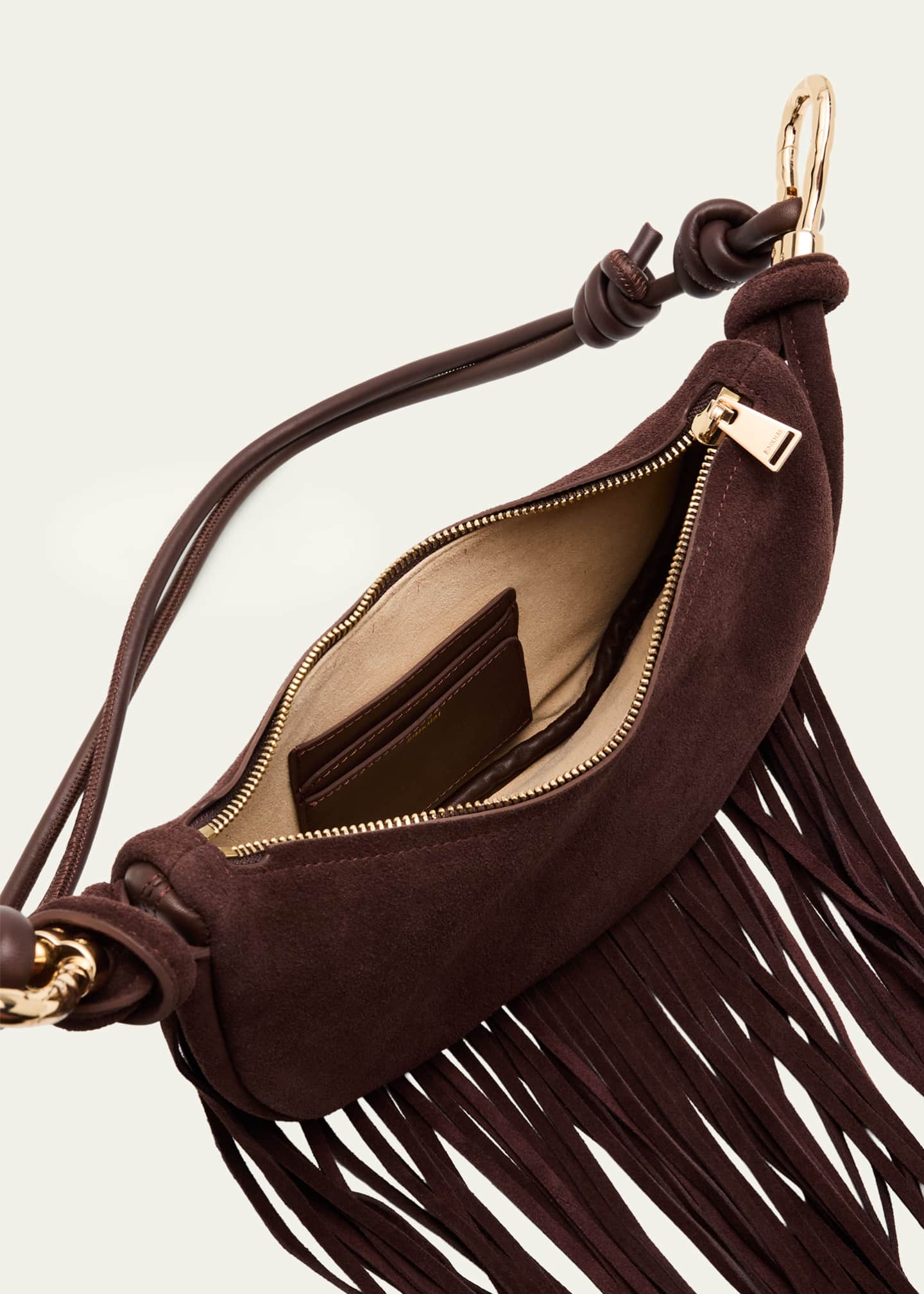 SIMKHAI Avery Fringed Suede Crescent Shoulder Bag - Bergdorf Goodman