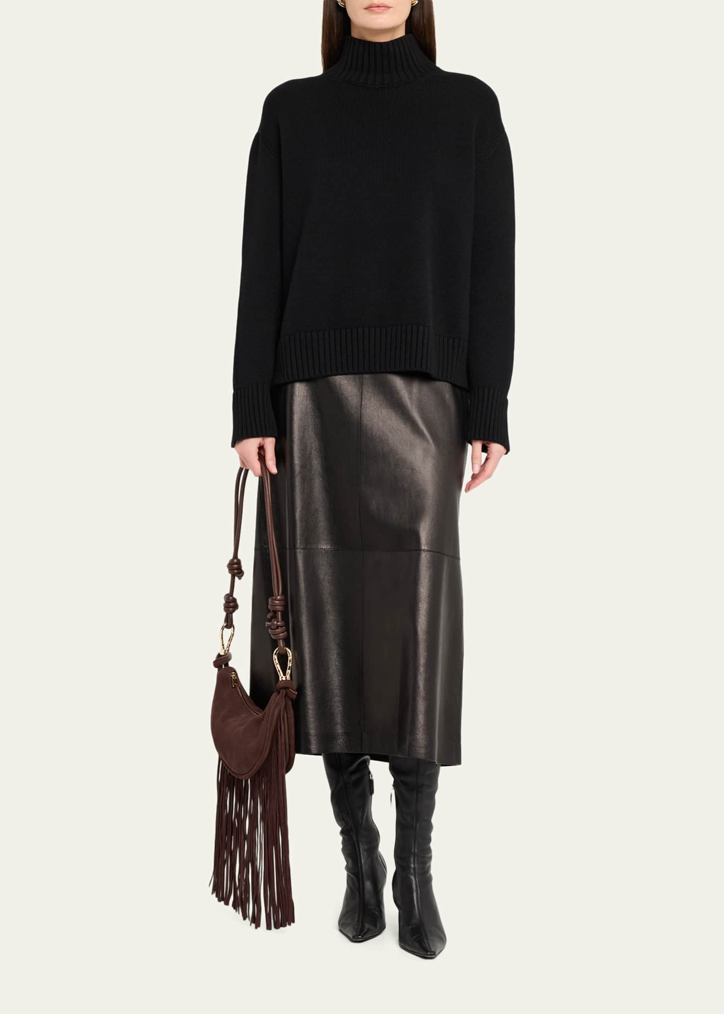 SIMKHAI Avery Fringed Suede Crescent Shoulder Bag - Bergdorf Goodman