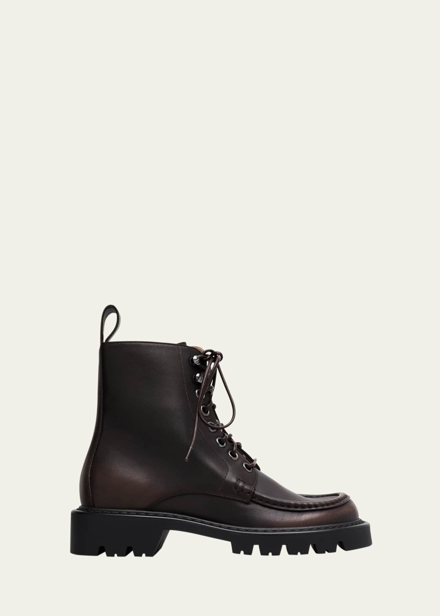 Loewe Men's Sierra Leather Combat Ankle Boots - Bergdorf Goodman