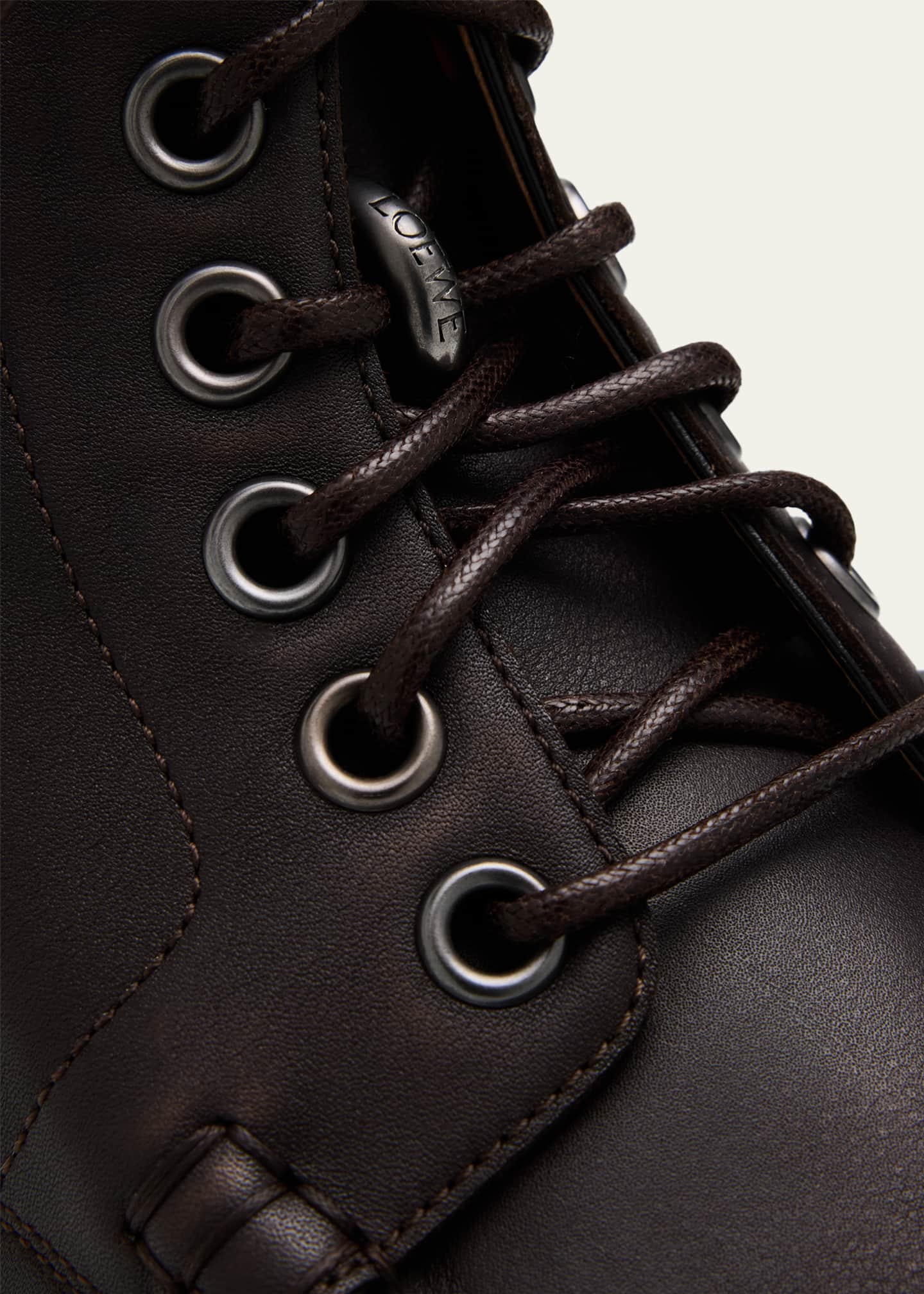 Loewe Men's Sierra Leather Combat Ankle Boots - Bergdorf Goodman