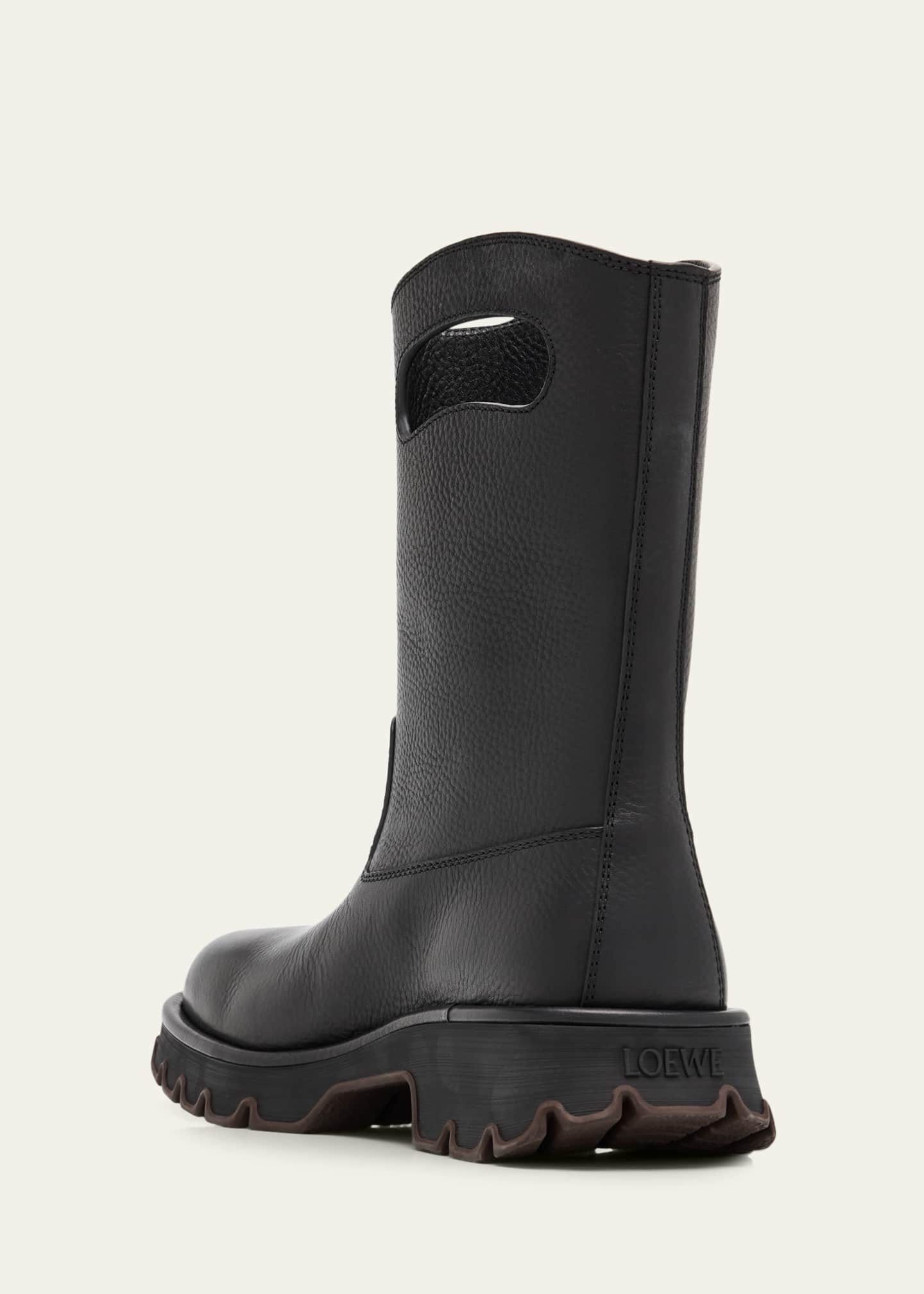 Loewe Men's Bobby Leather Calf-High Boots with Cut-Out Handles ...