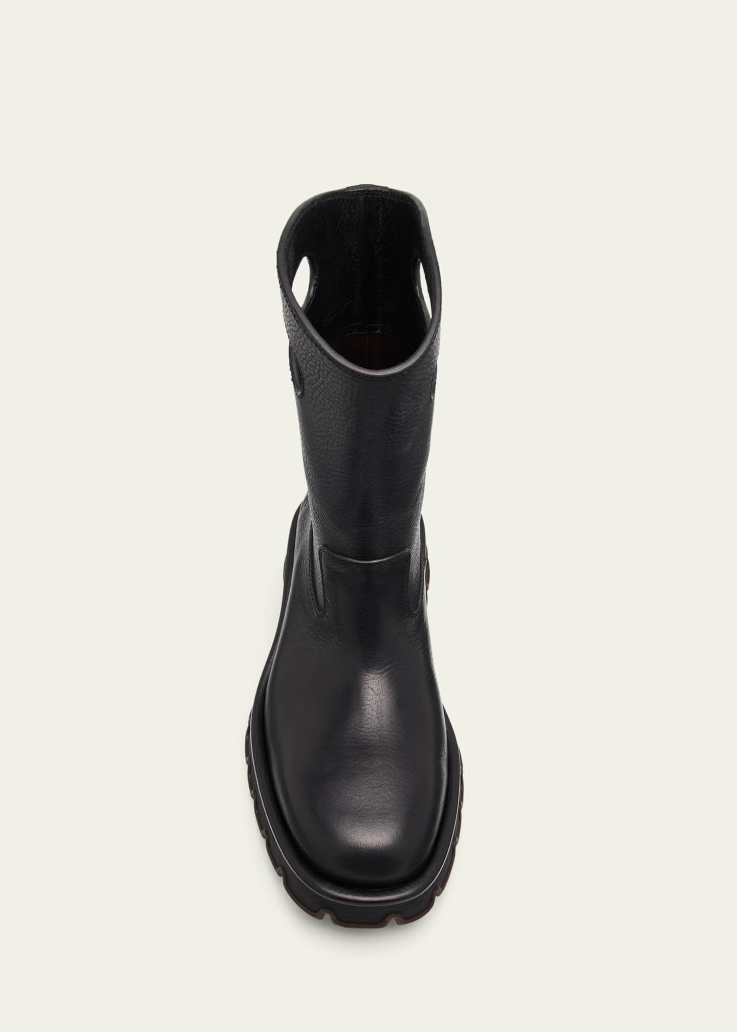 Loewe Men's Bobby Leather Calf-High Boots with Cut-Out Handles ...