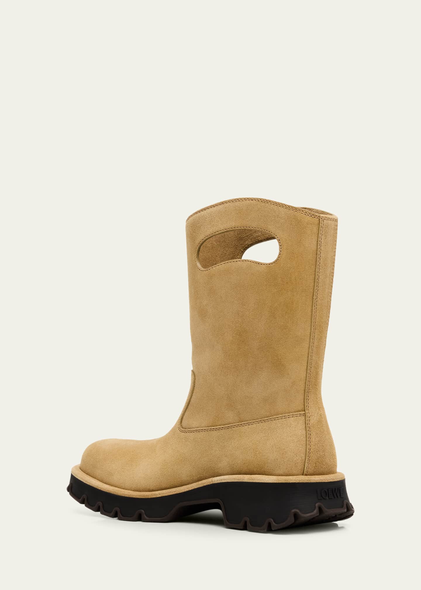 Loewe Men's Bobby Leather Calf-High Boots with Cut-Out Handles ...
