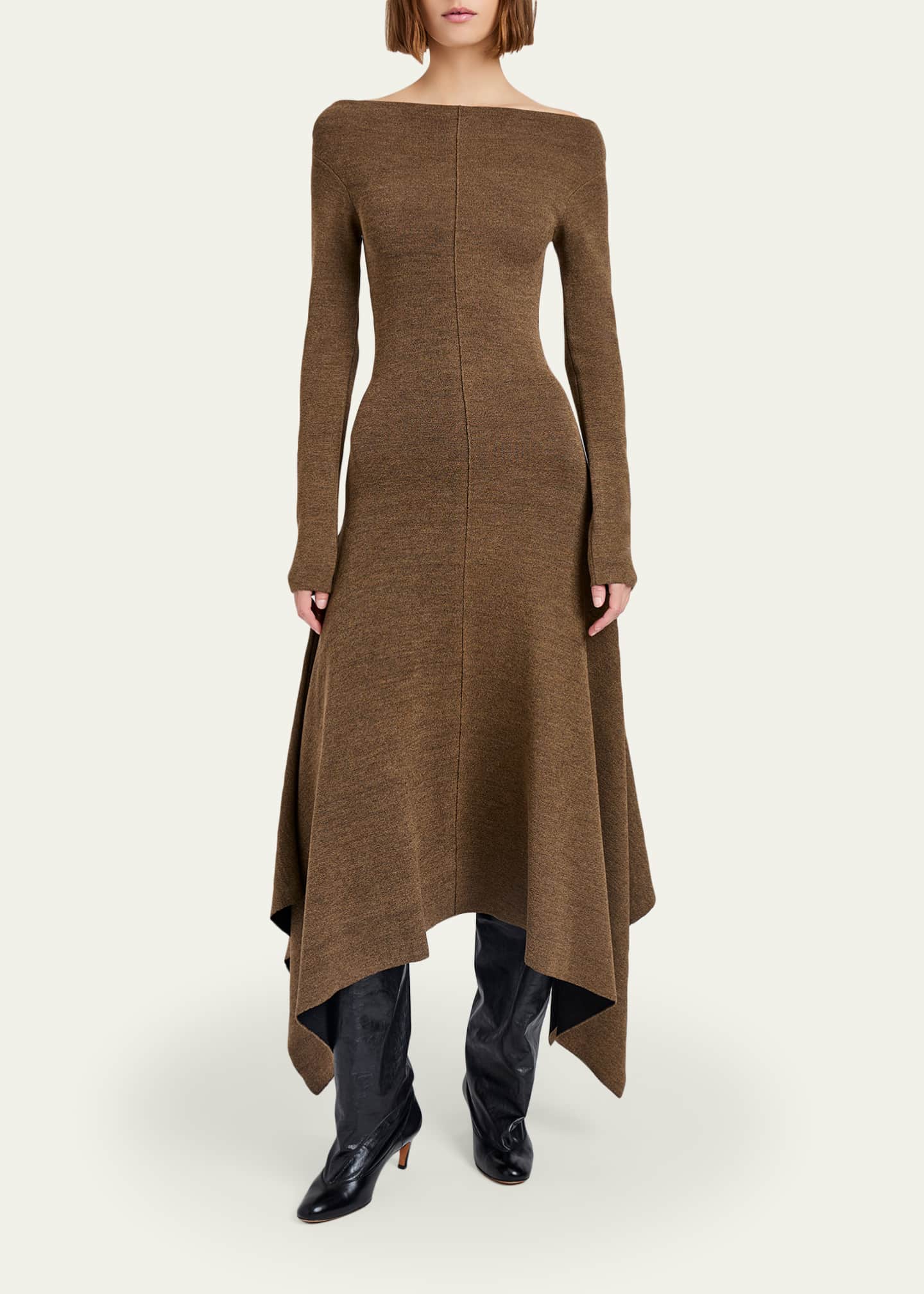 Proenza Schouler Romi Long-Sleeve Textured Sculpted Viscose Dress ...