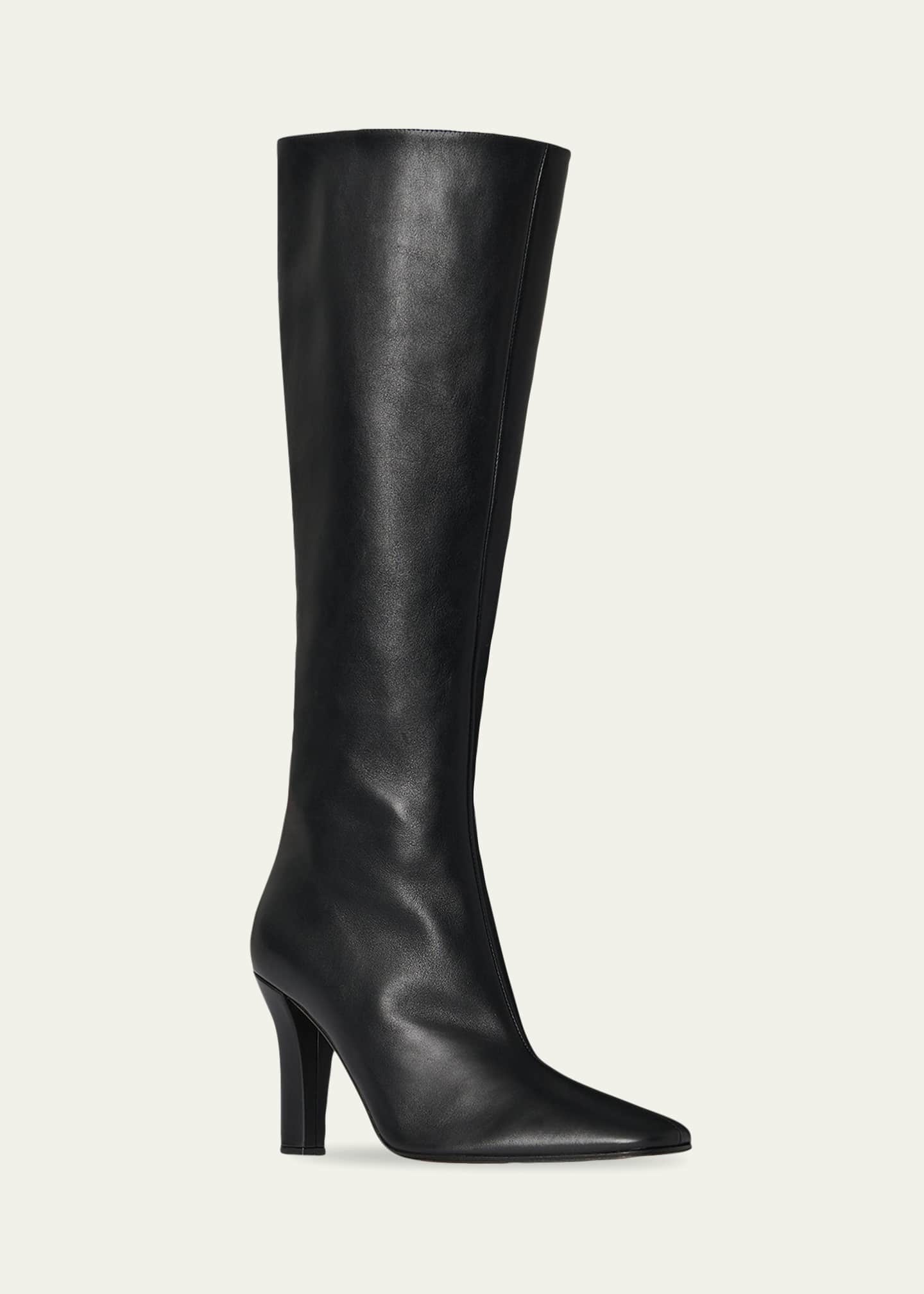 THE ROW 90mm Mona Leather Knee-High Boots - Bergdorf Goodman