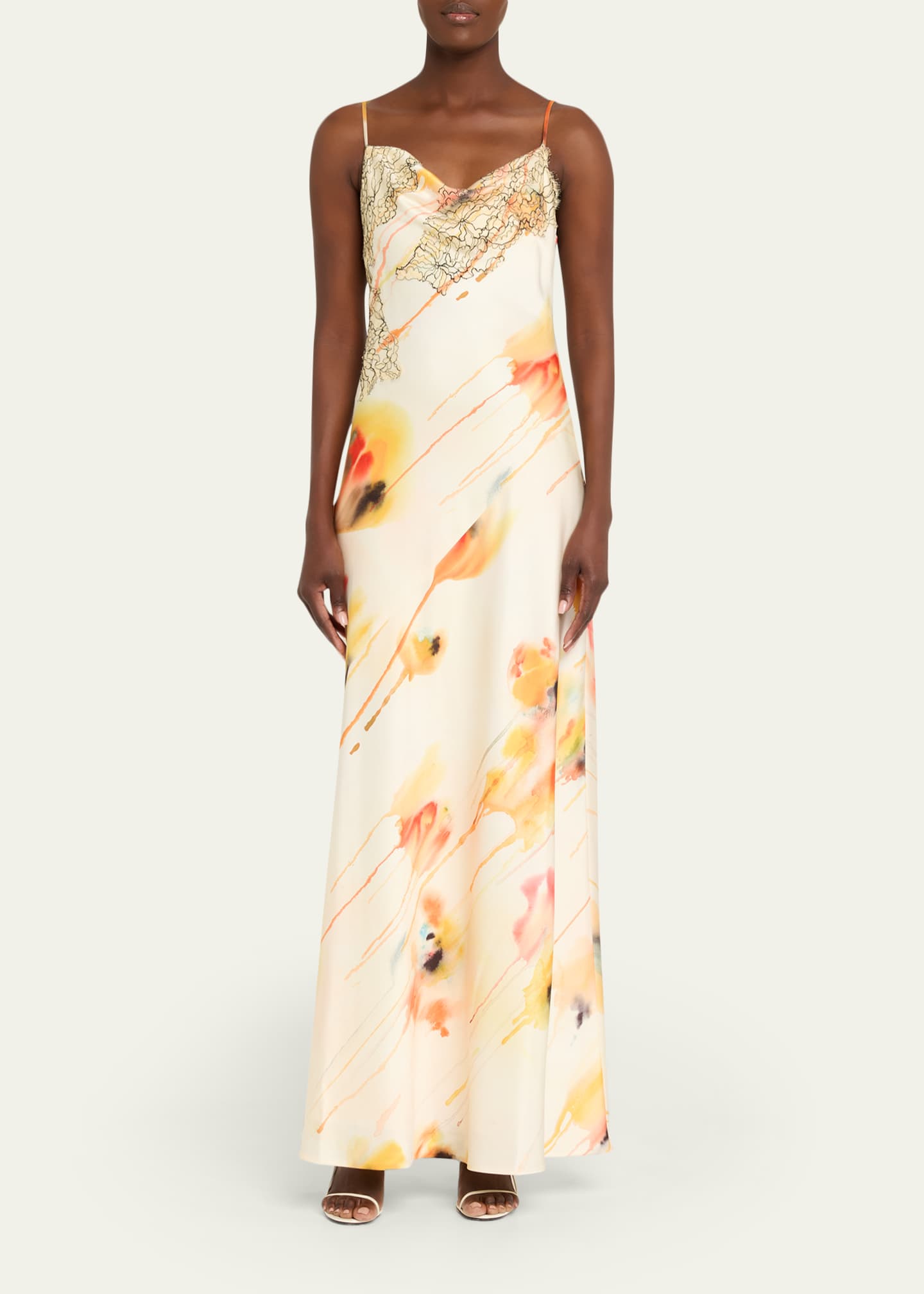 Jason Wu Collection Watercolor Floral Lace-Trim Slip Gown - Bergdorf ...