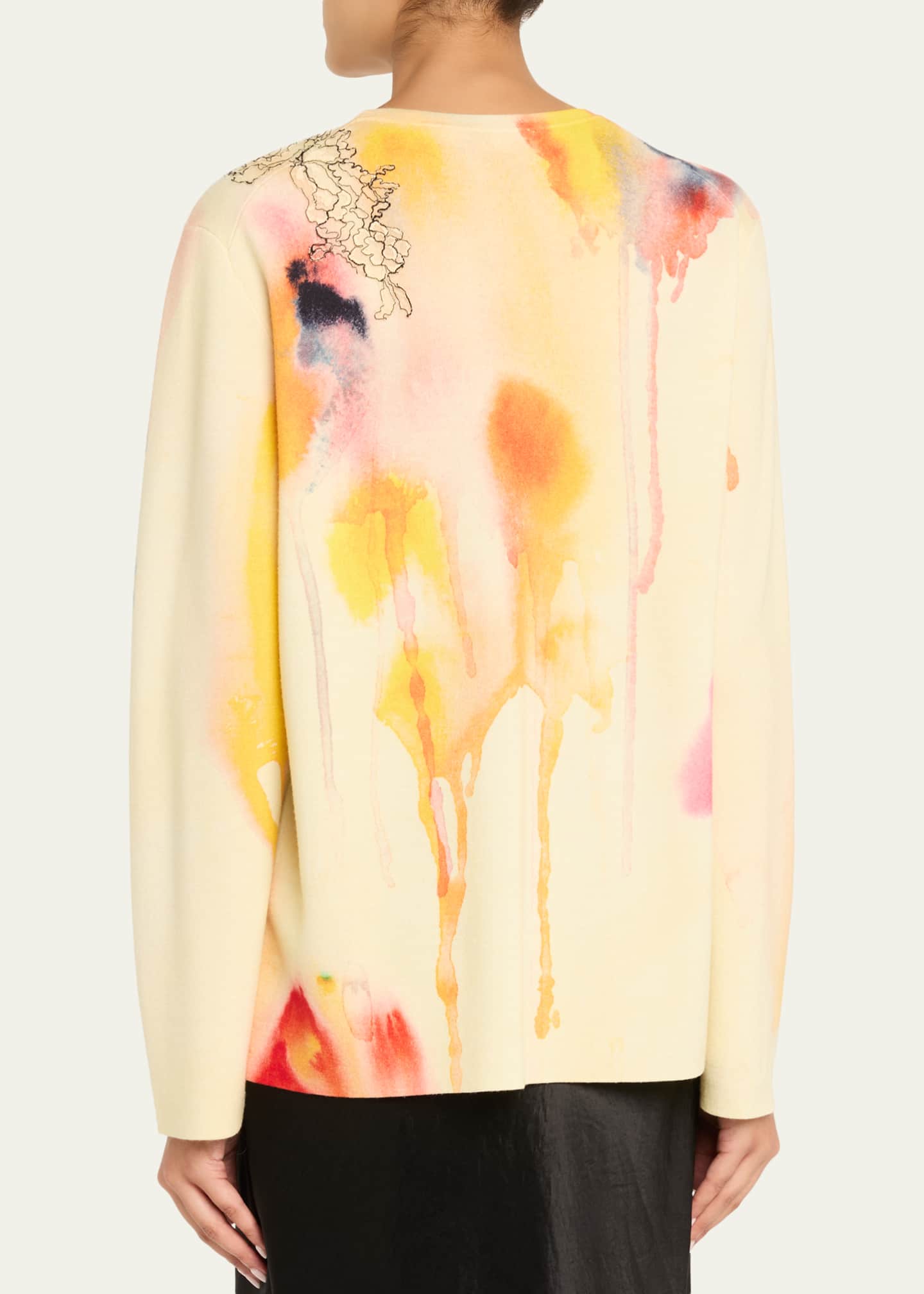Jason Wu Collection Watercolor Floral Lace Applique Wool Sweater ...