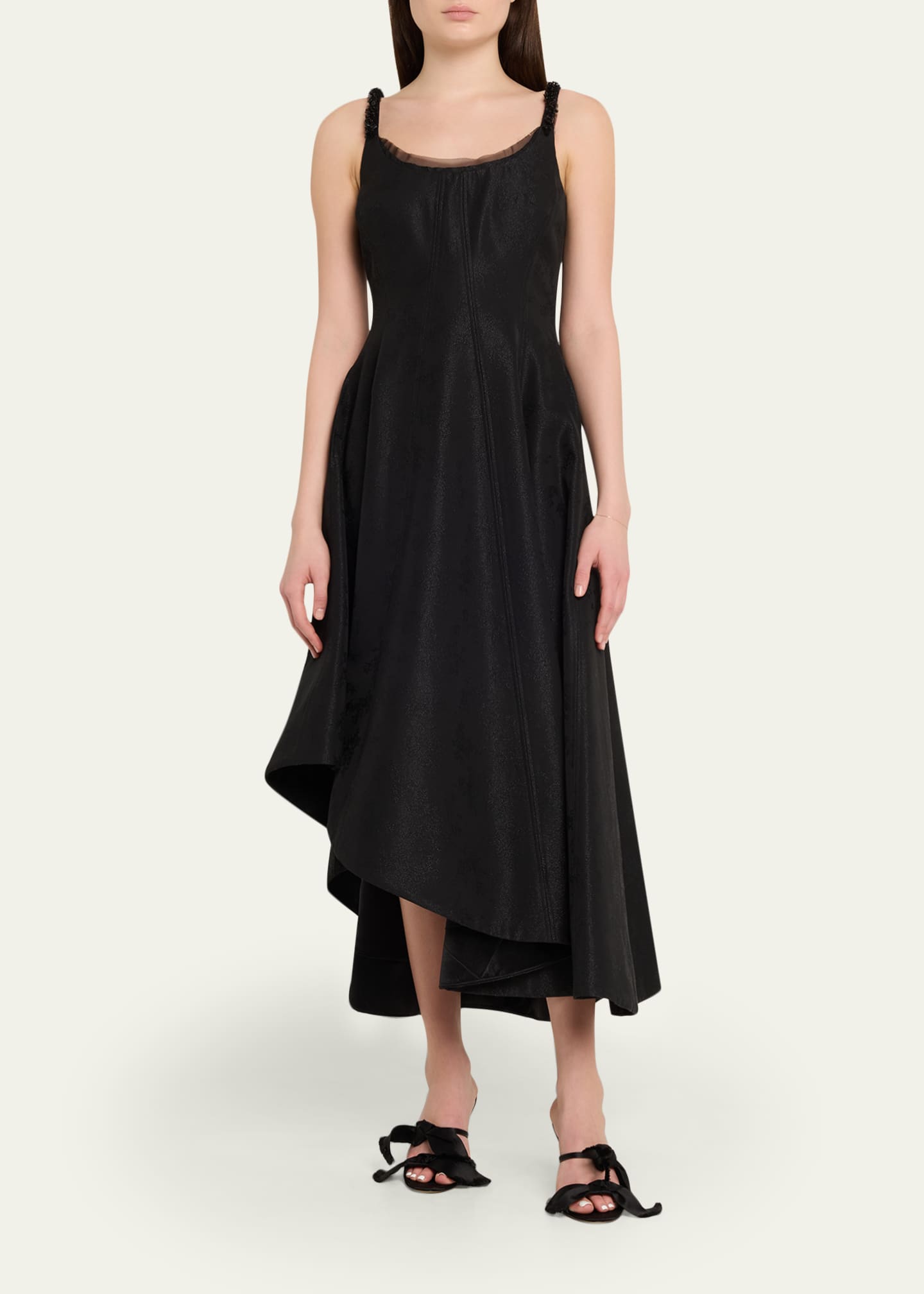 Jason Wu Collection Asymmetric Metallic Floral Jacquard Midi Dress ...