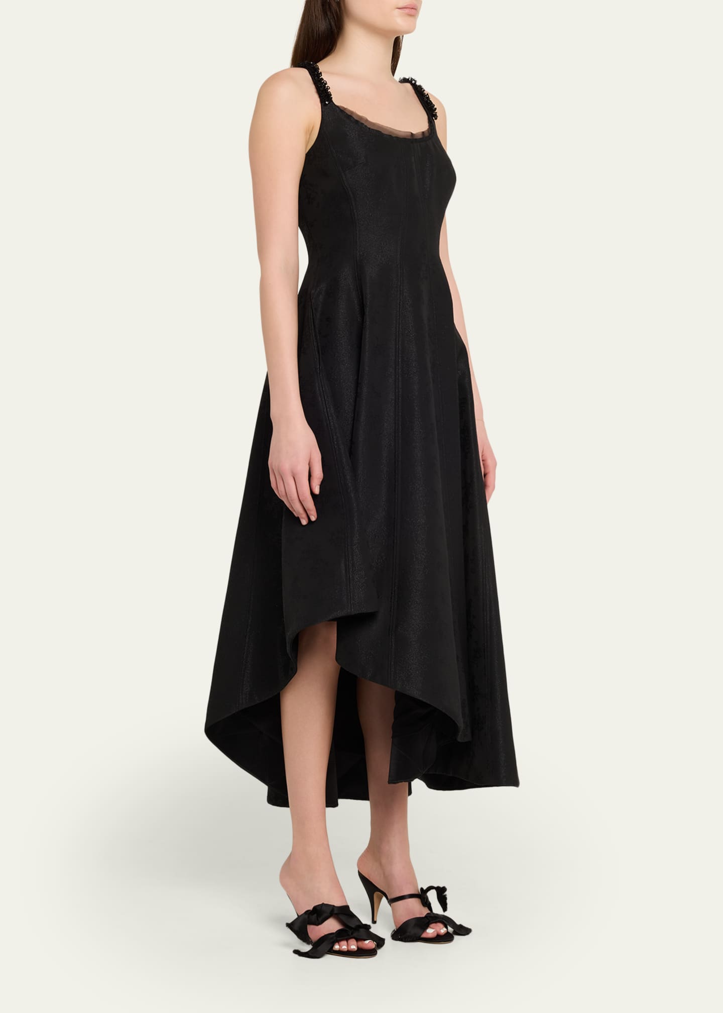 Jason Wu Collection Asymmetric Metallic Floral Jacquard Midi Dress ...