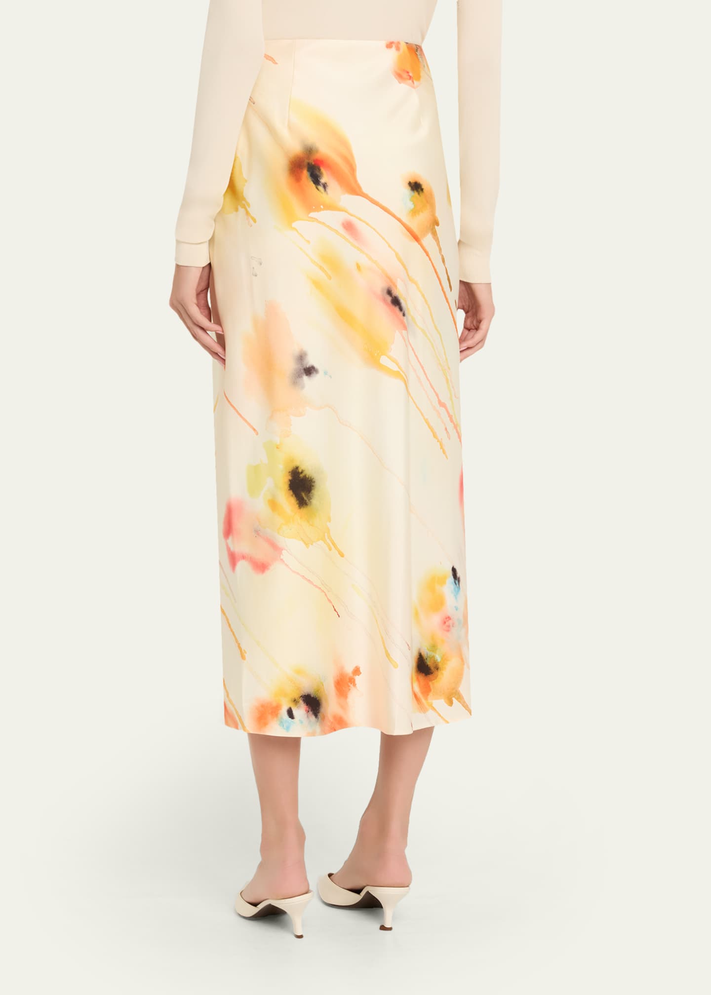 Jason Wu Collection Washed Satin Floral-Print Midi Skirt - Bergdorf Goodman