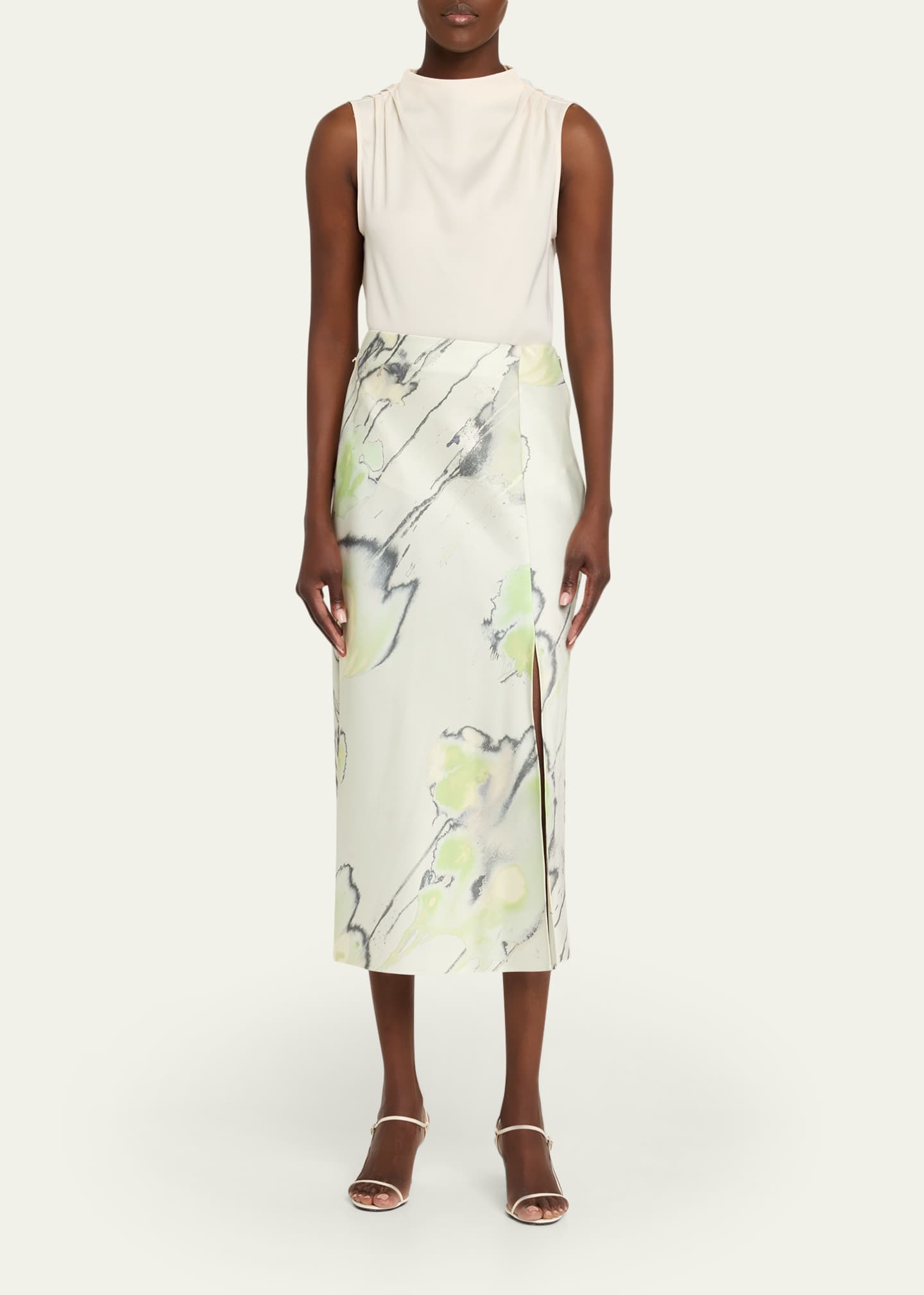 Jason Wu Collection Watercolor Crepe Satin Slip Midi Skirt - Bergdorf ...