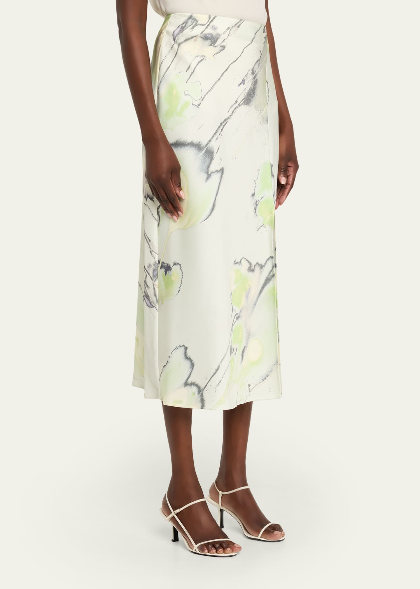 Jason Wu Collection Watercolor Crepe Satin Slip Midi Skirt - Bergdorf ...