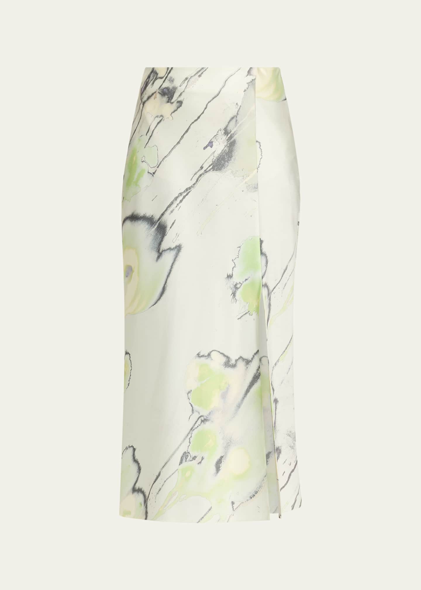 Jason Wu Collection Watercolor Crepe Satin Slip Midi Skirt - Bergdorf ...