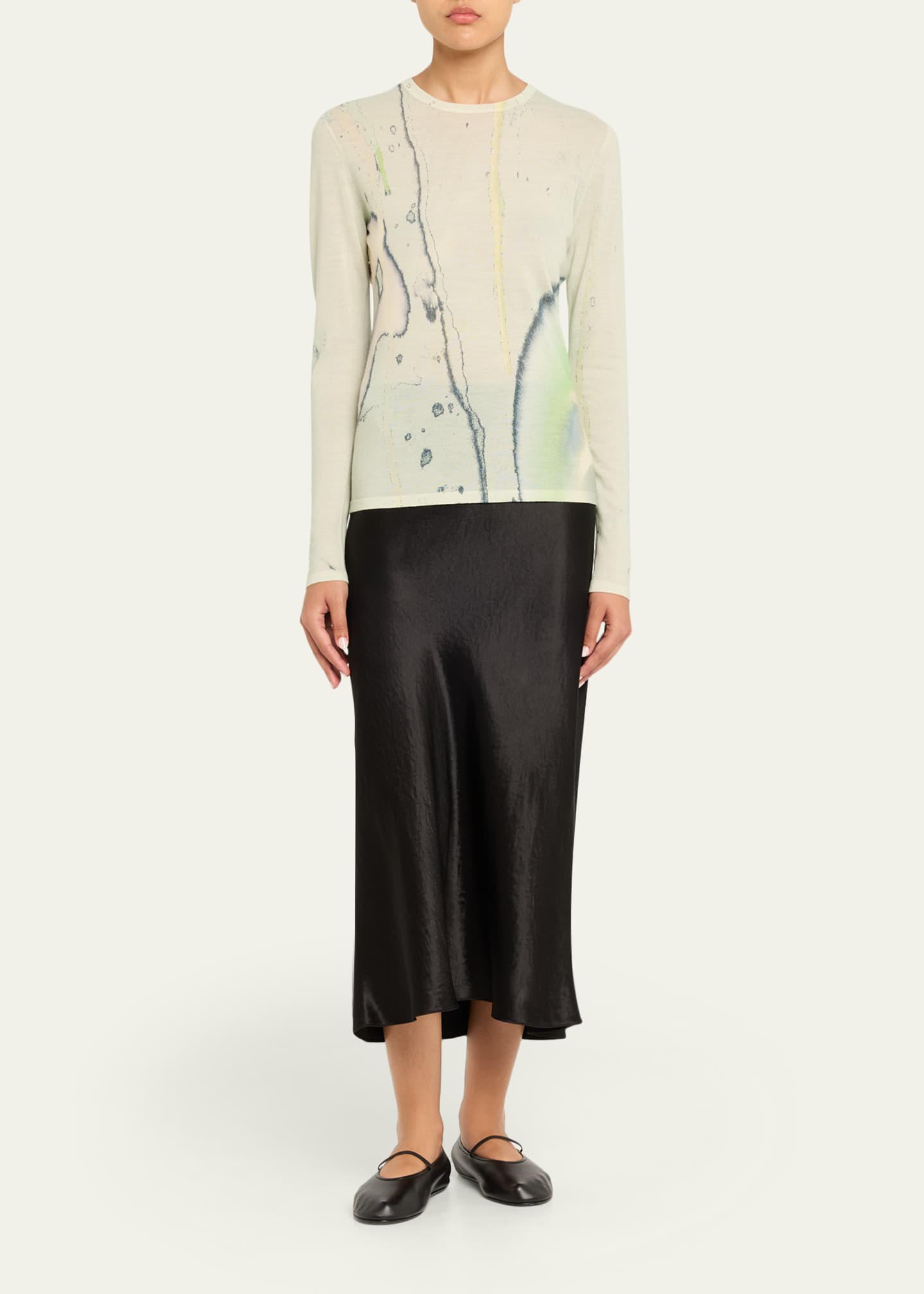 Jason Wu Collection Watercolor-Print Merino Wool Sweater - Bergdorf Goodman