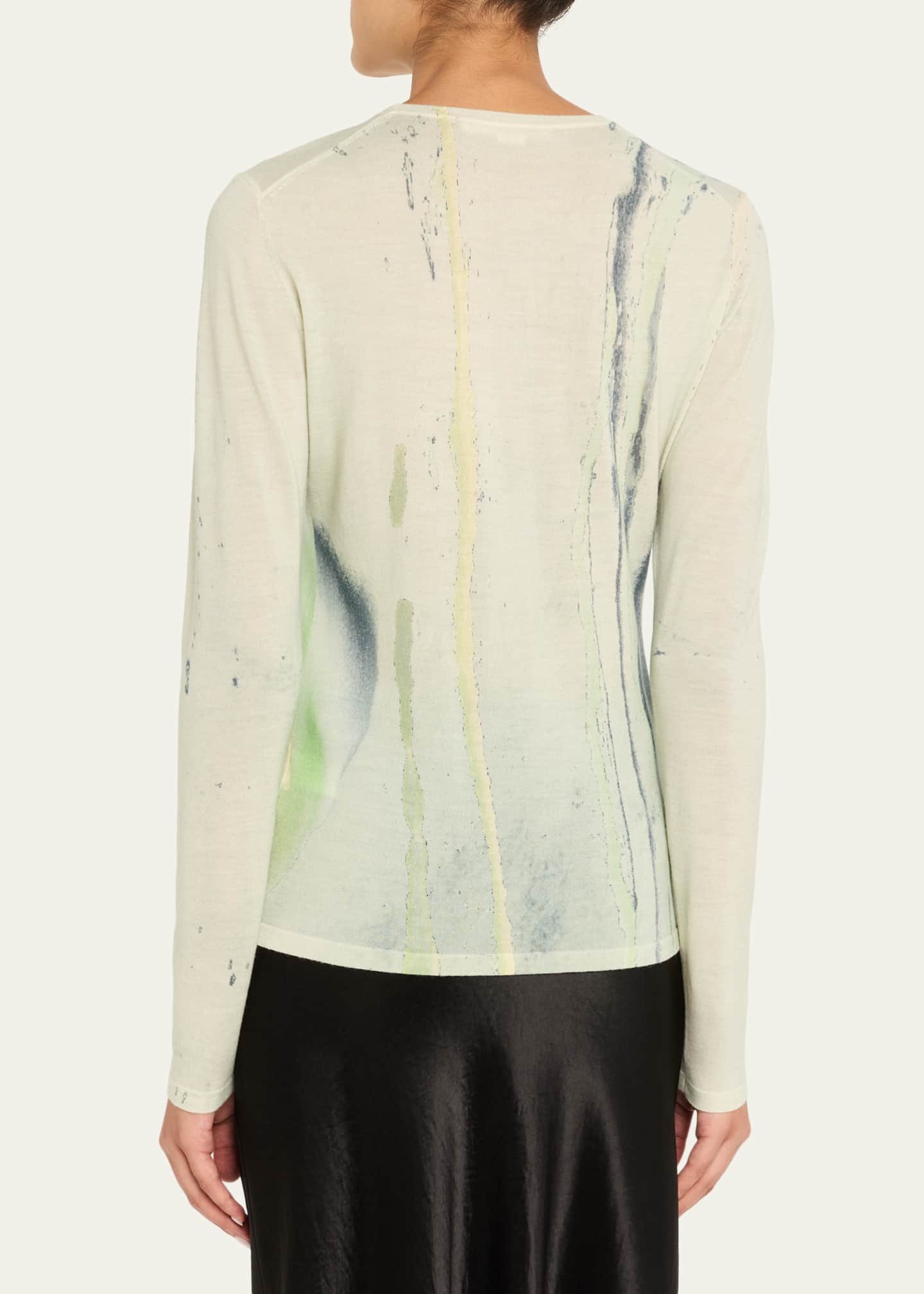 Jason Wu Collection Watercolor-Print Merino Wool Sweater - Bergdorf Goodman