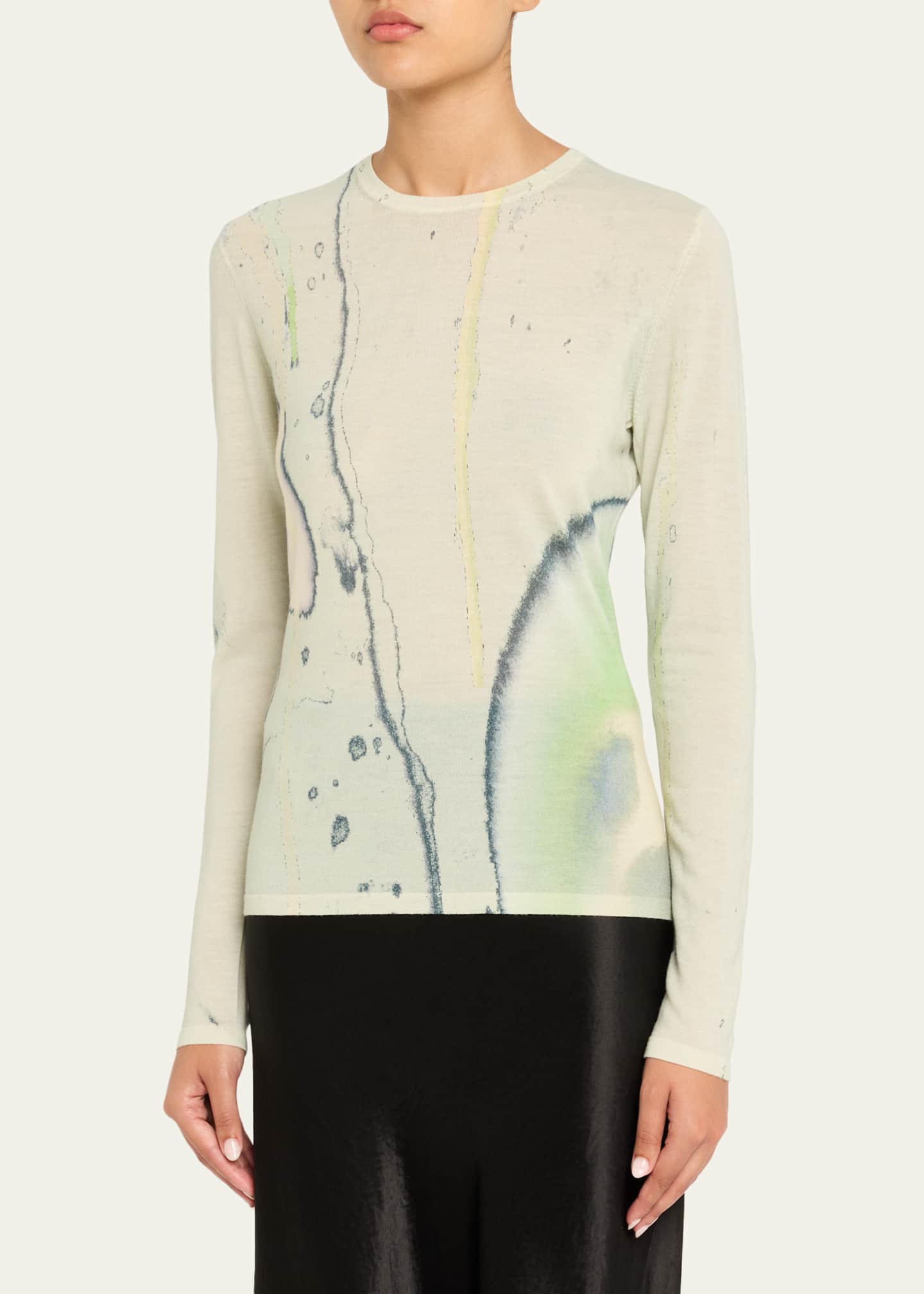 Jason Wu Collection Watercolor-Print Merino Wool Sweater - Bergdorf Goodman