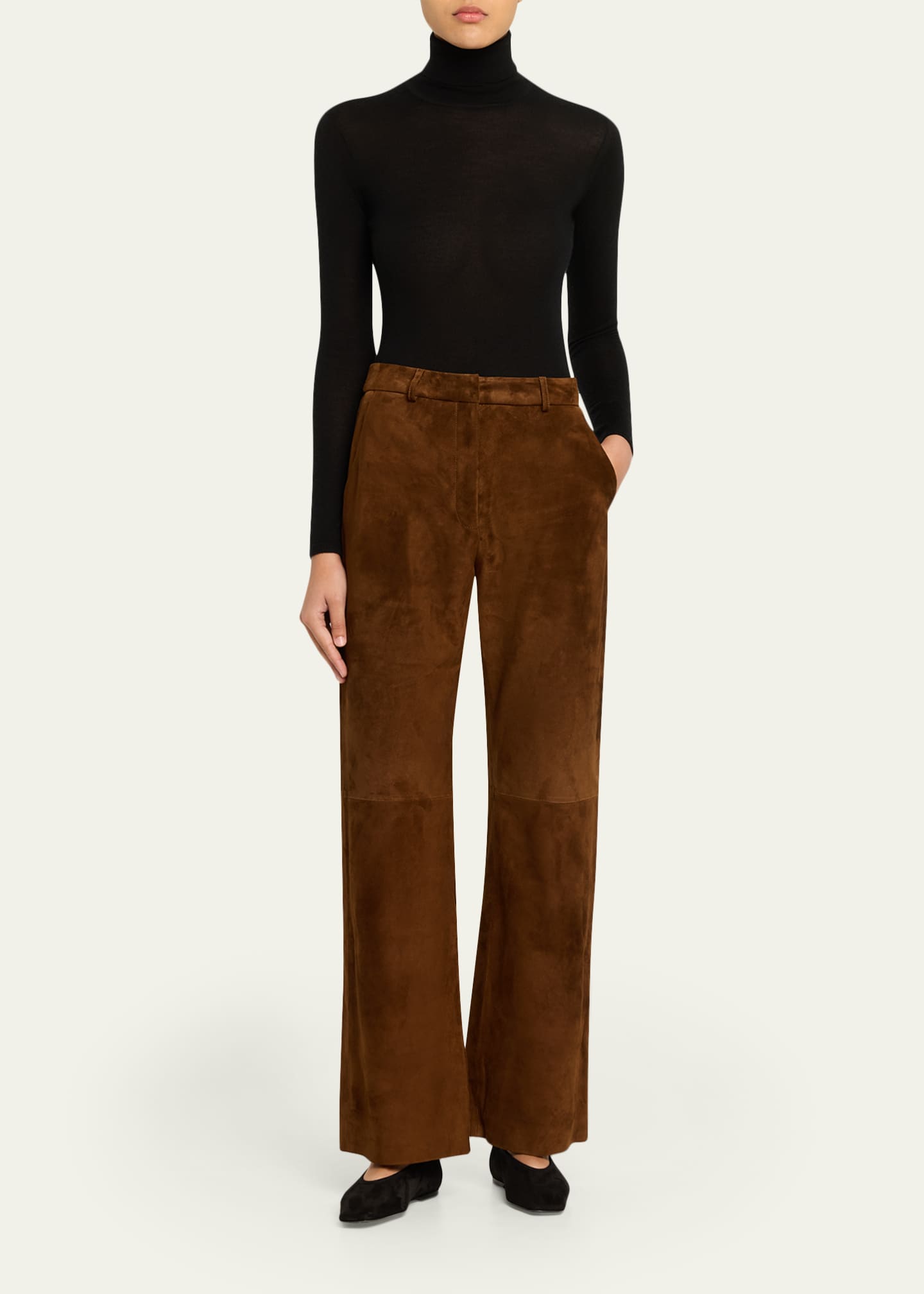 AEXAE Suede Straight-Leg Pants - Bergdorf Goodman