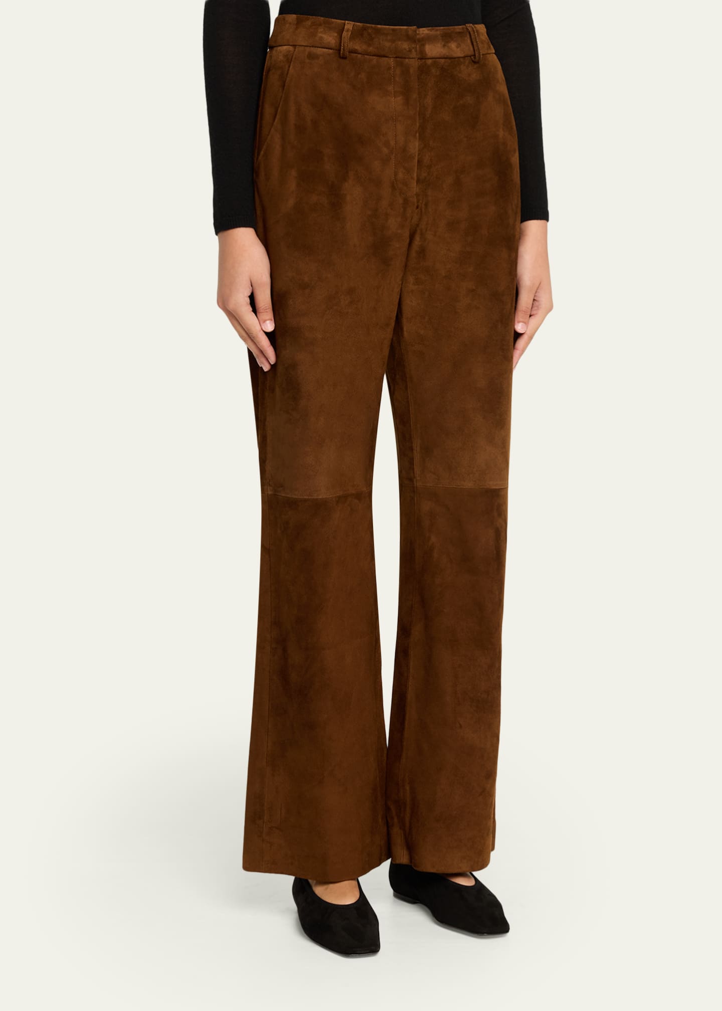 AEXAE Suede Straight-Leg Pants - Bergdorf Goodman
