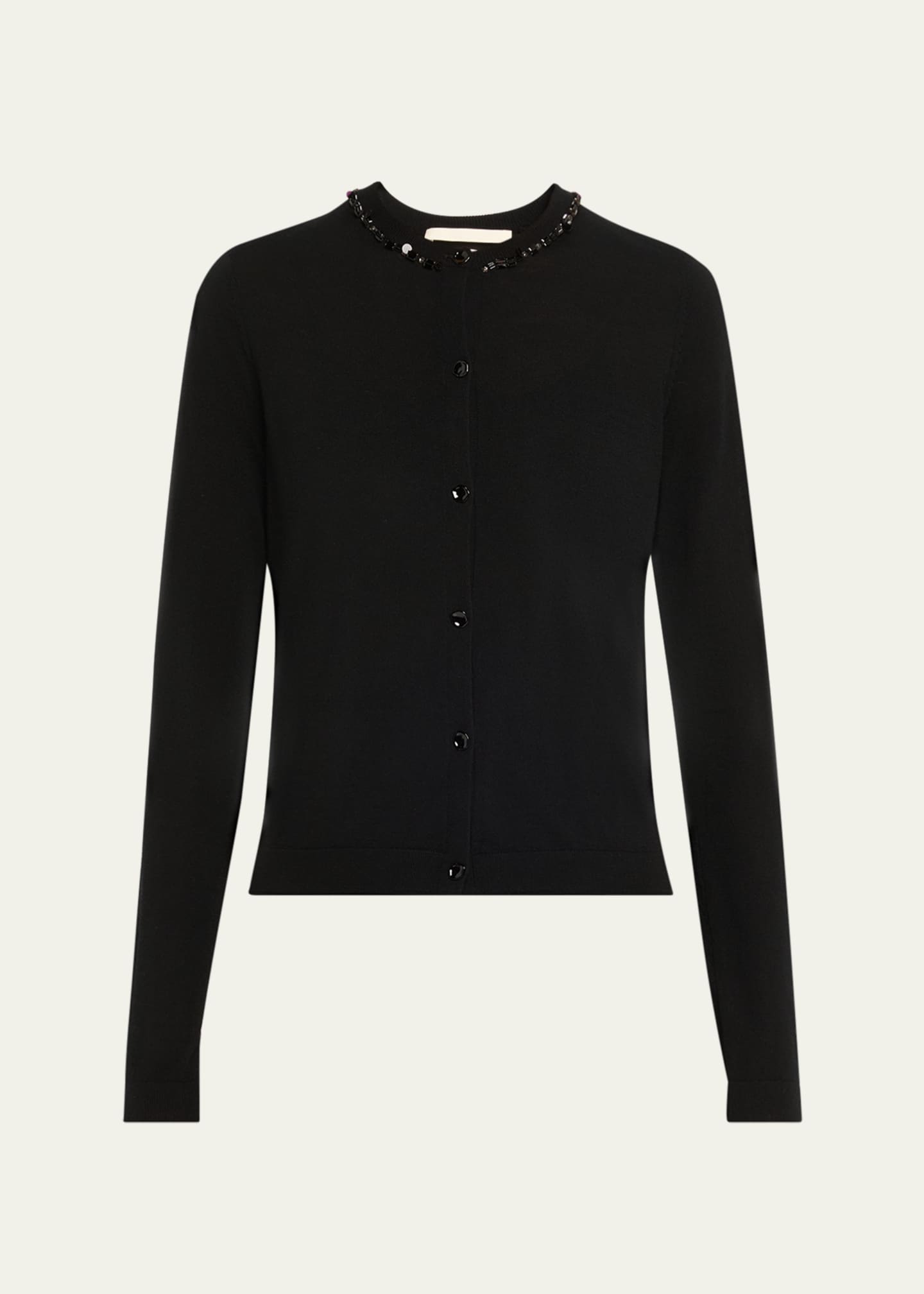 Jason Wu Collection Beaded Satin & Merino Wool Cardigan - Bergdorf Goodman