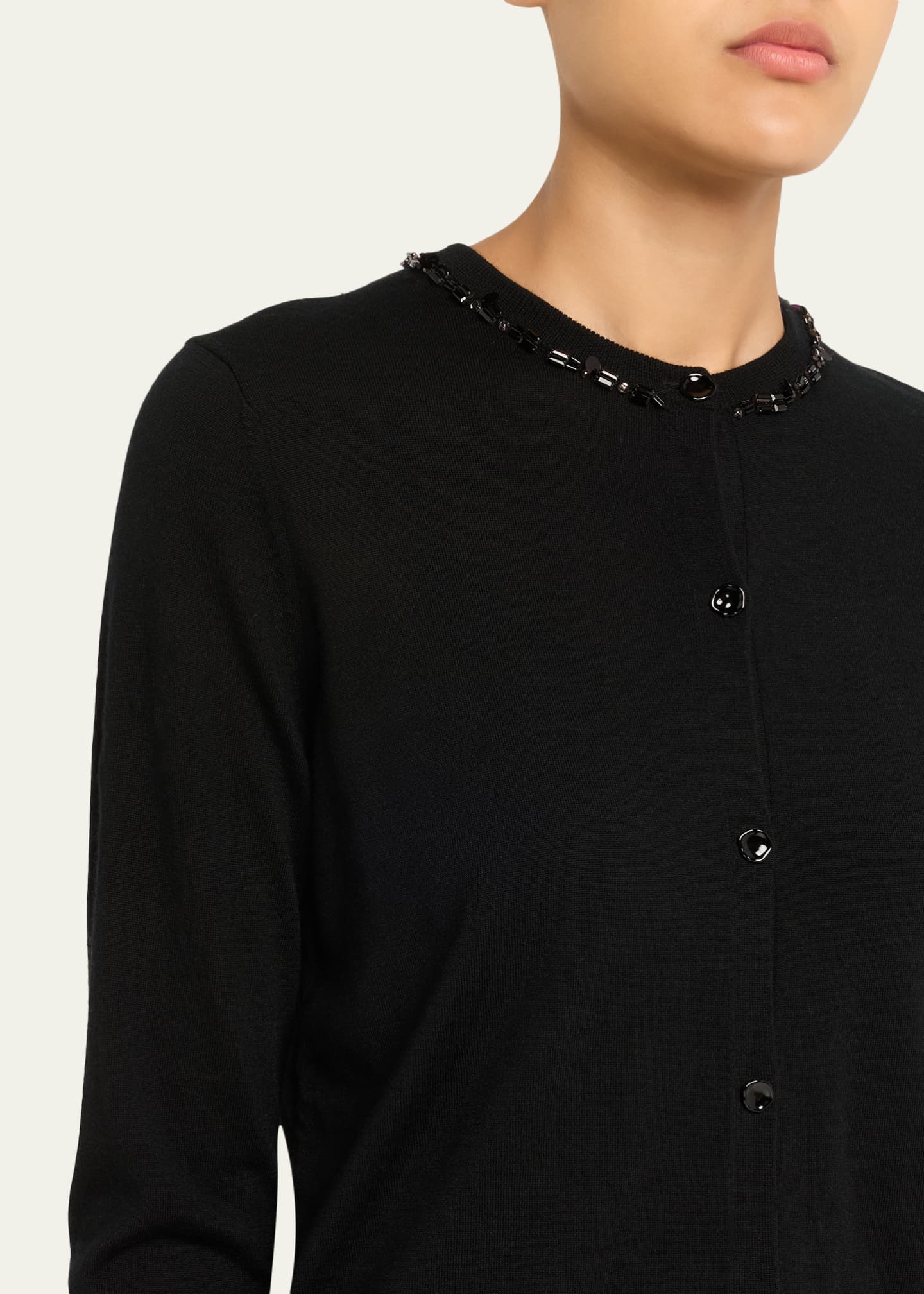 Jason Wu Collection Beaded Satin & Merino Wool Cardigan - Bergdorf Goodman