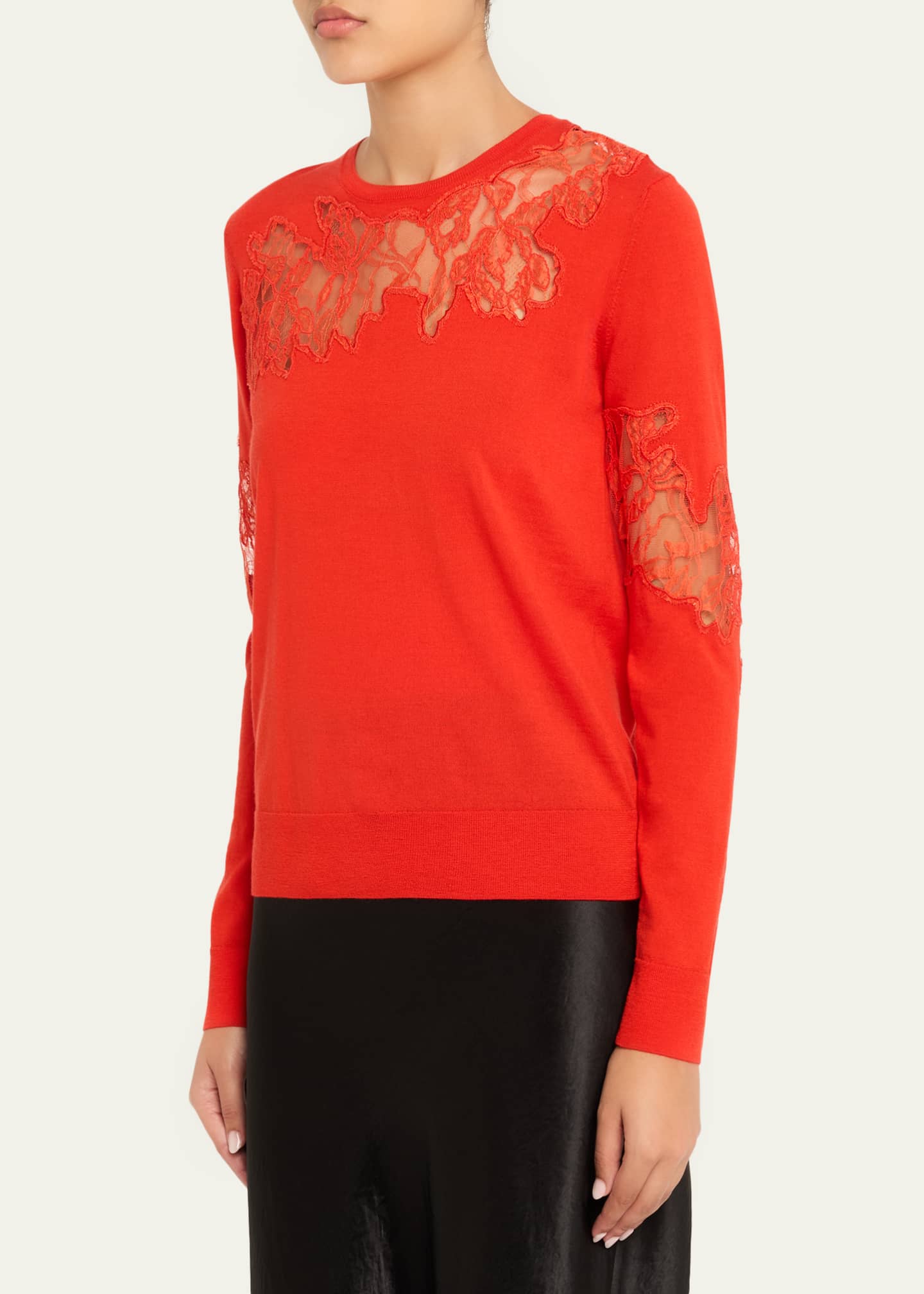 Jason Wu Collection Lace-Inset Merino Wool Sweater - Bergdorf Goodman