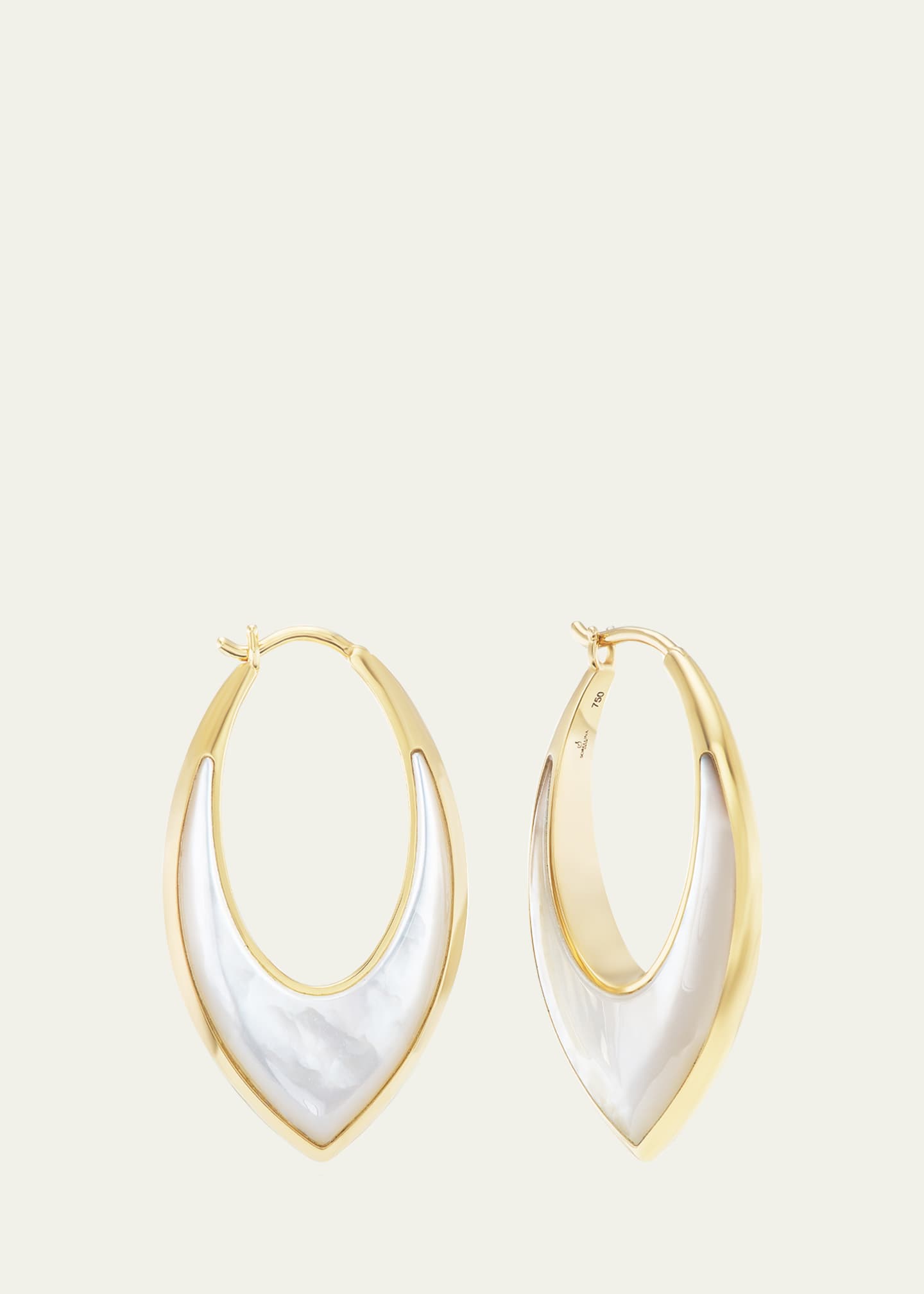 Sorellina 18K Yellow Gold Stardust Inlay Hoop Earrings with Mother-of ...