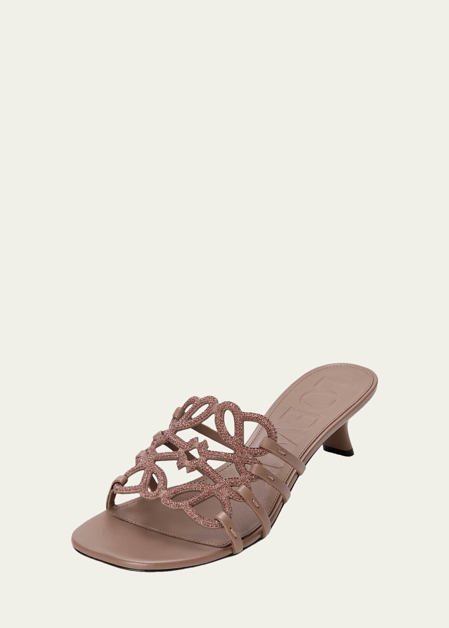 Loewe 45mm Petal Anagram Embellished Leather Mule Sandals - Bergdorf ...