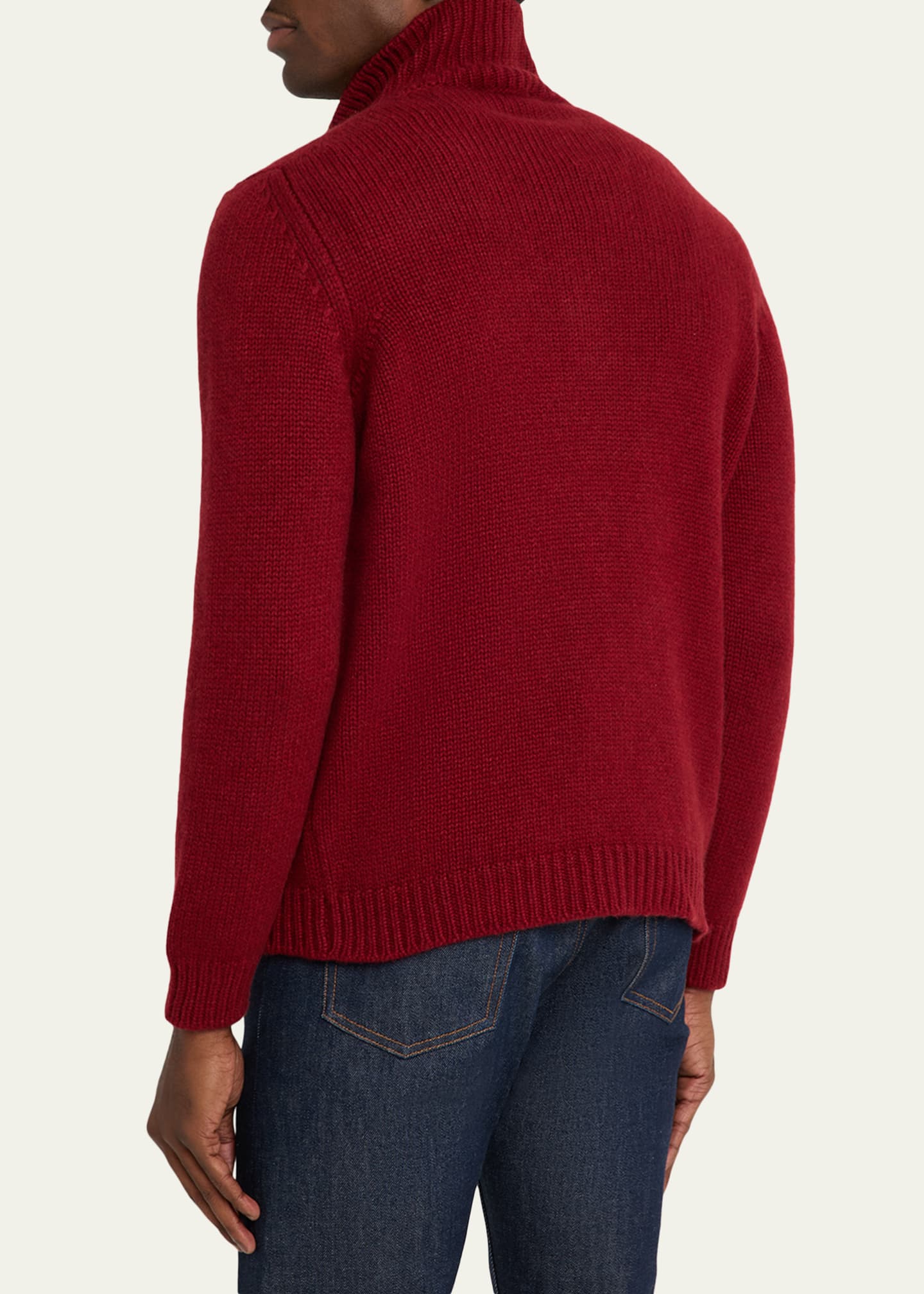 Anderson & Sheppard Men's Plain Knit Cashmere Quarter-Zip Sweater ...