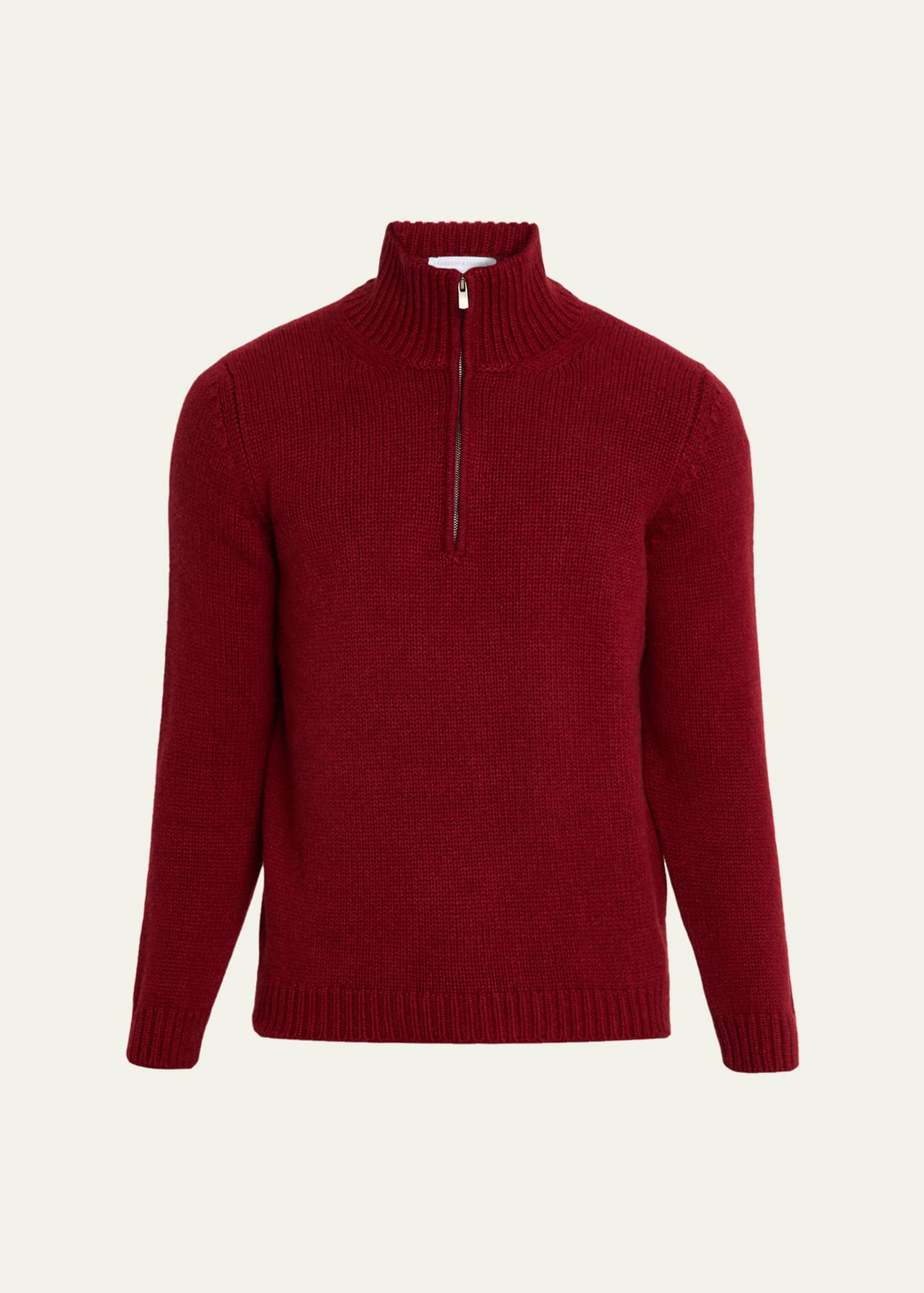 Anderson & Sheppard Men's Plain Knit Cashmere Quarter-Zip Sweater ...