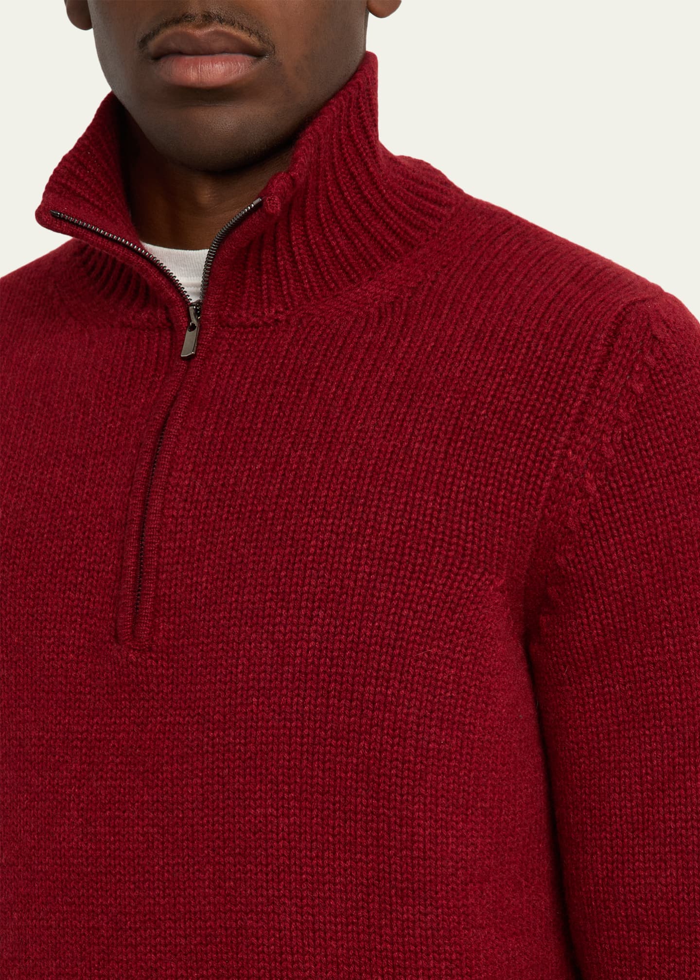 Anderson & Sheppard Men's Plain Knit Cashmere Quarter-Zip Sweater ...